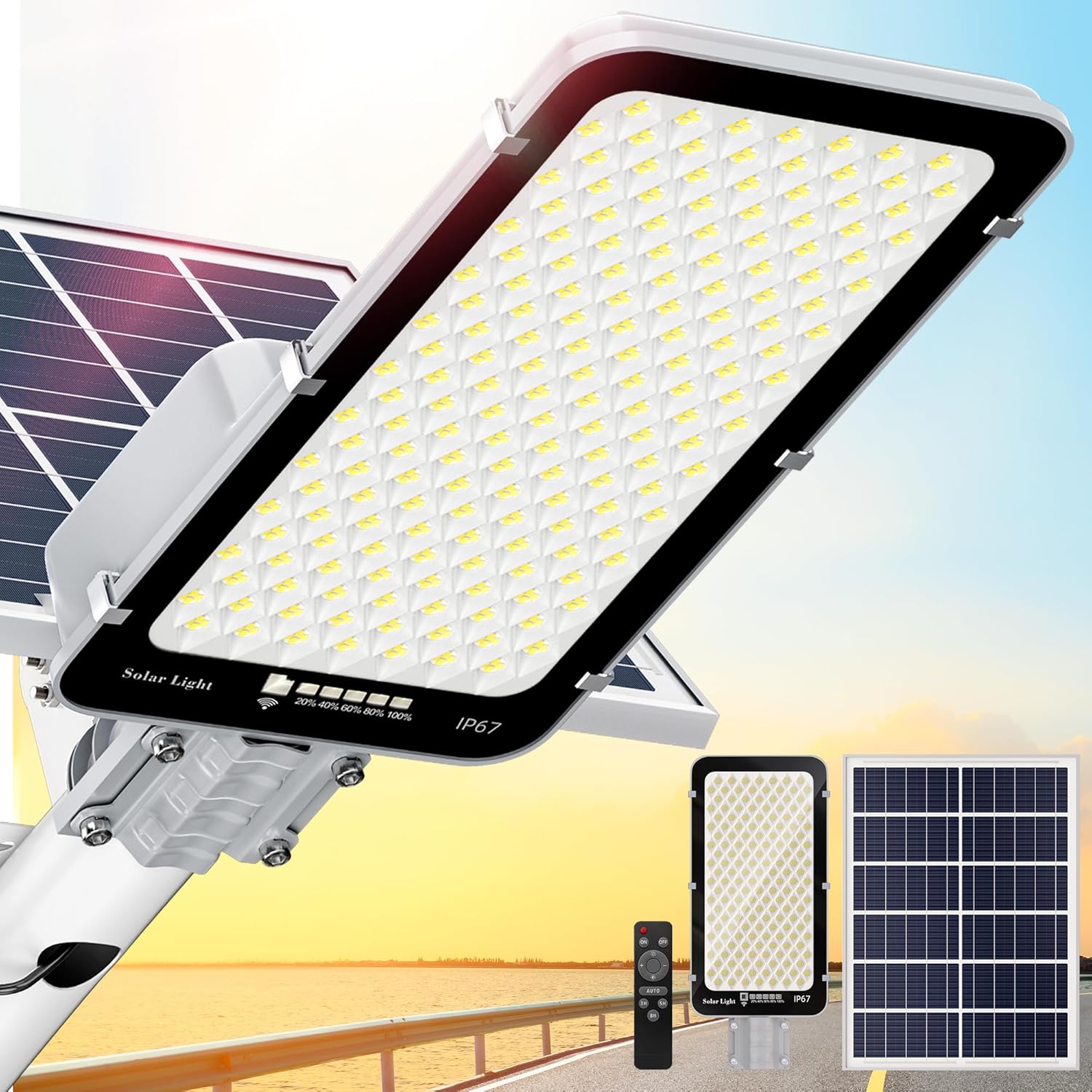 Amazon.co.jp : BUYTHA 2000W ソーラー街路灯 屋外 LED ソーラー 屋外ライト 防水 夕暮れから夜明けまで ...