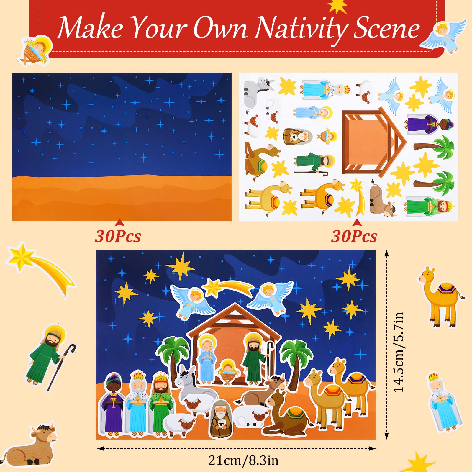 Snapklik.com : Yexiya 60 Sheets Christmas Nativity Stickers Make A ...