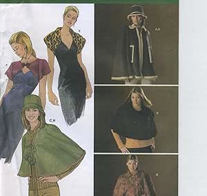 Amazon.com: Misses Cape Capelet Shrug Hat Sewing Pattern Simplicity ...