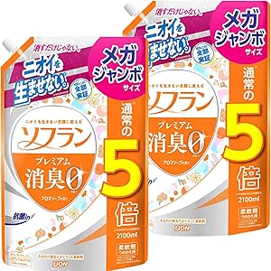 Amazon | 【大容量・2袋セット】ソフラン プレミアム消臭 アロマソープの香り 液体 柔軟剤 詰め替え メガジャンボ 2100ml×2袋 | ノーブランド品 | 液体柔軟剤