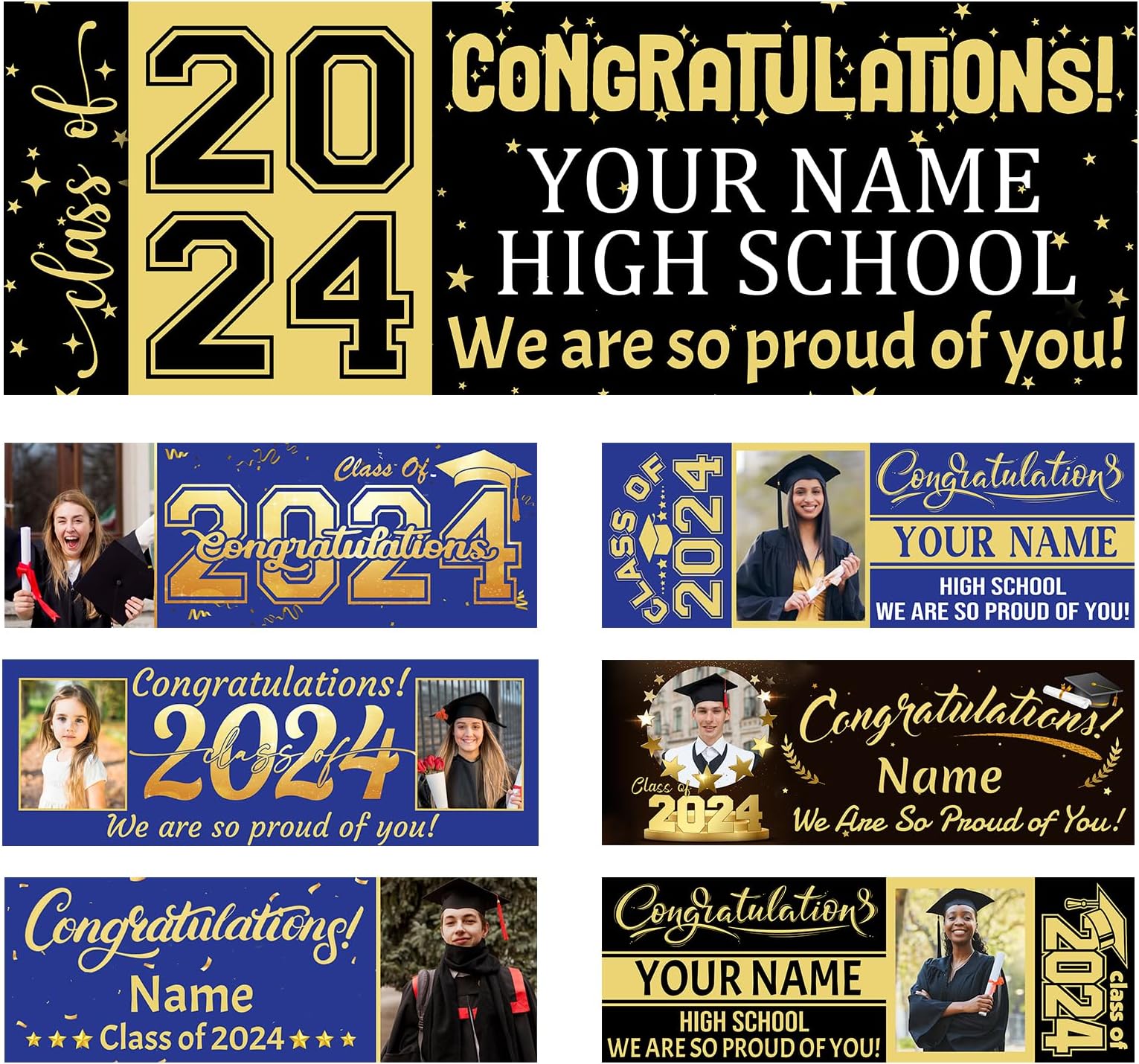 Amazon.com: Personalized Graduation Banner with Photo Name Custom ...