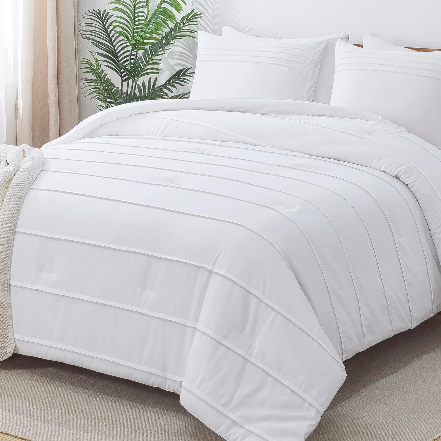 Amazon.com: Andency White King Size Comforter Set, 3 Pieces Bedding ...