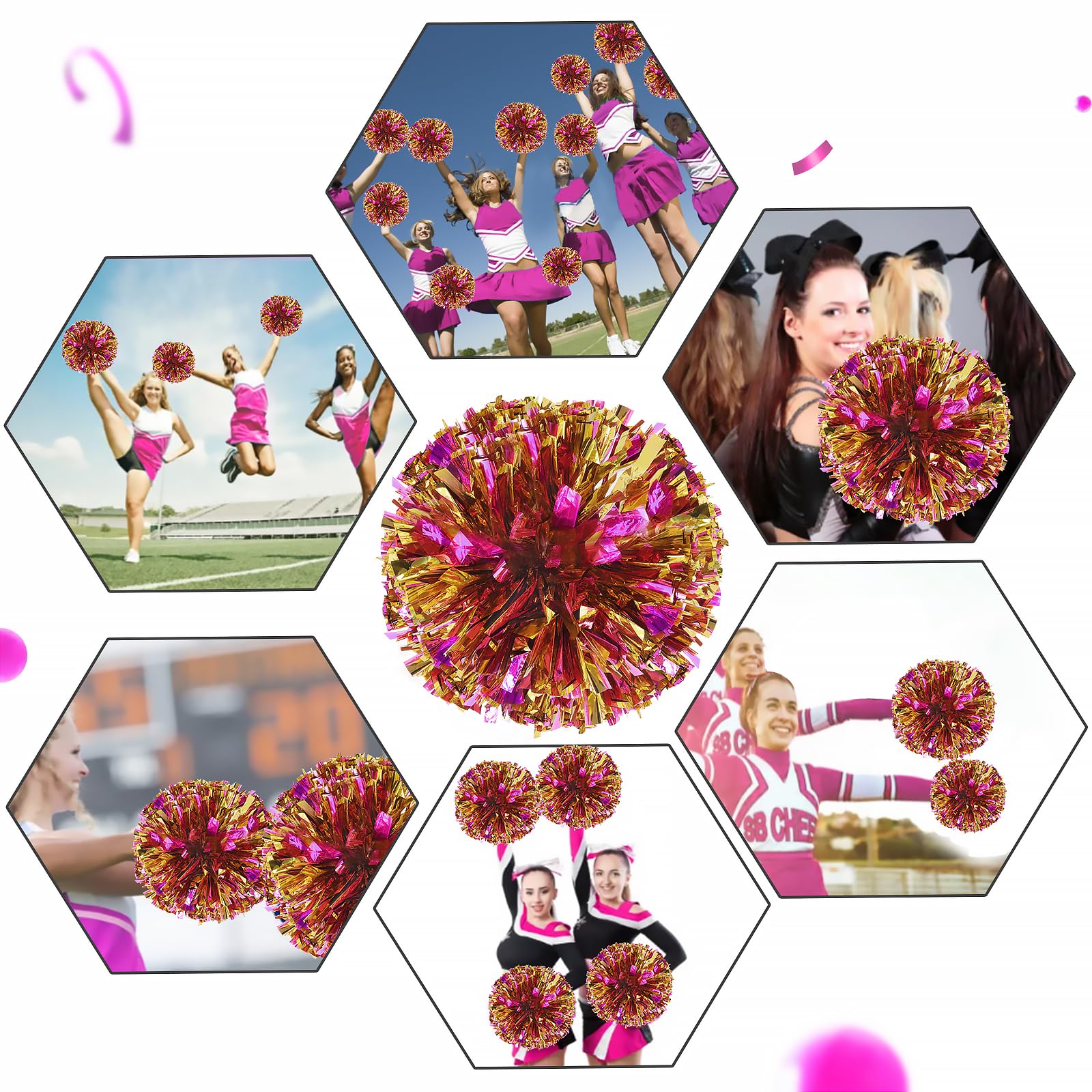 Snapklik.com : 12 Packs Metallic Cheerleading Cheer Pom Poms ...
