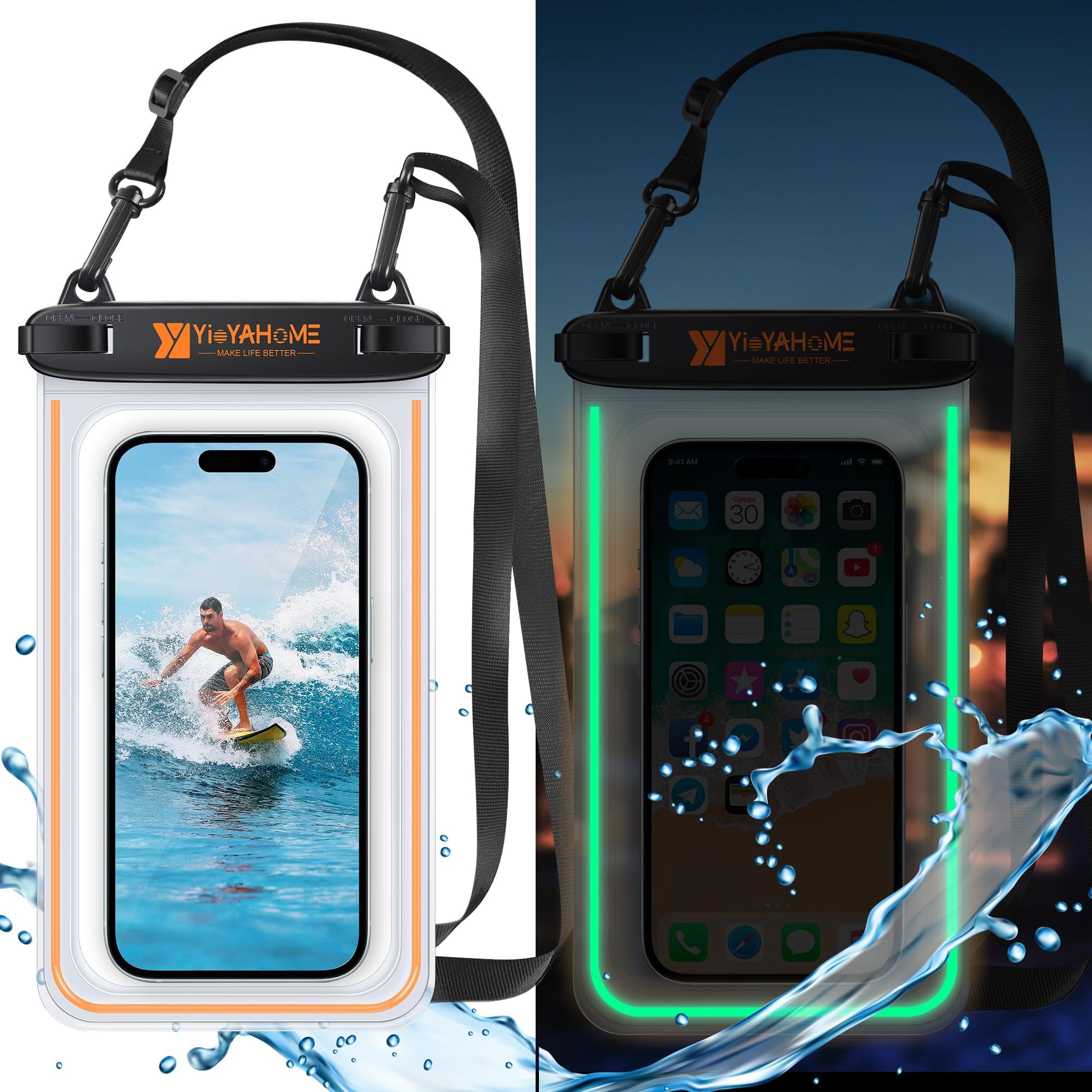 Amazon.com: YIOYAHOME Waterproof Phone Pouch with Glow strips ...