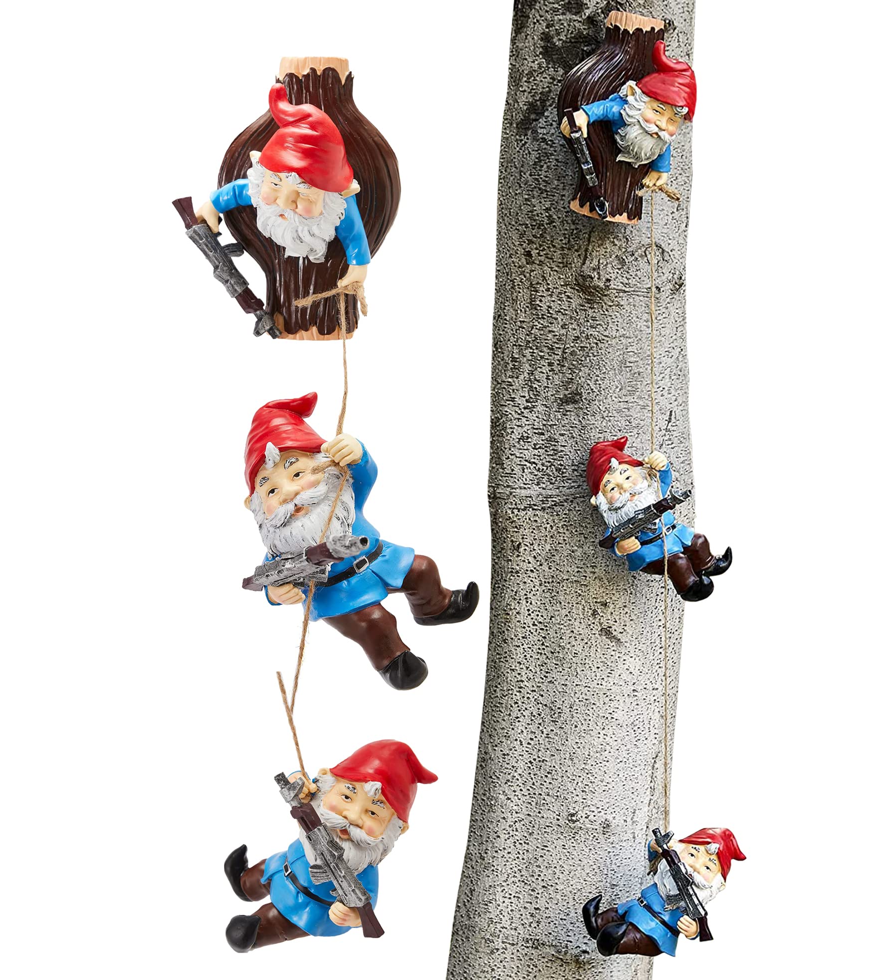 Amazon.com : Garden Climbing Tree Gnomes Gun SWAT Climbing Team ...