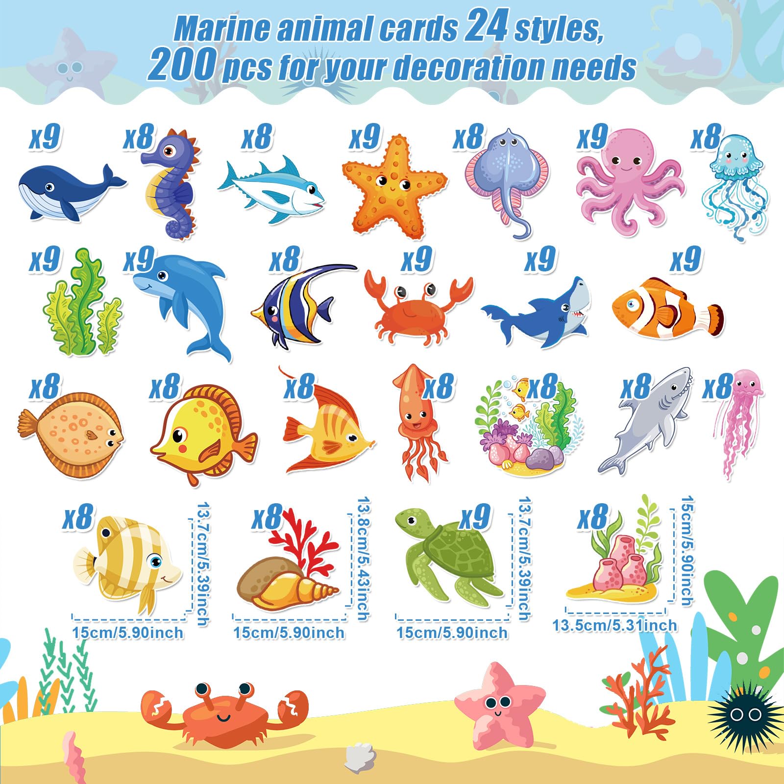 Snapklik.com : Nezyo 200 Pcs Tropical Fish Cutouts Sea Life Cut Outs ...