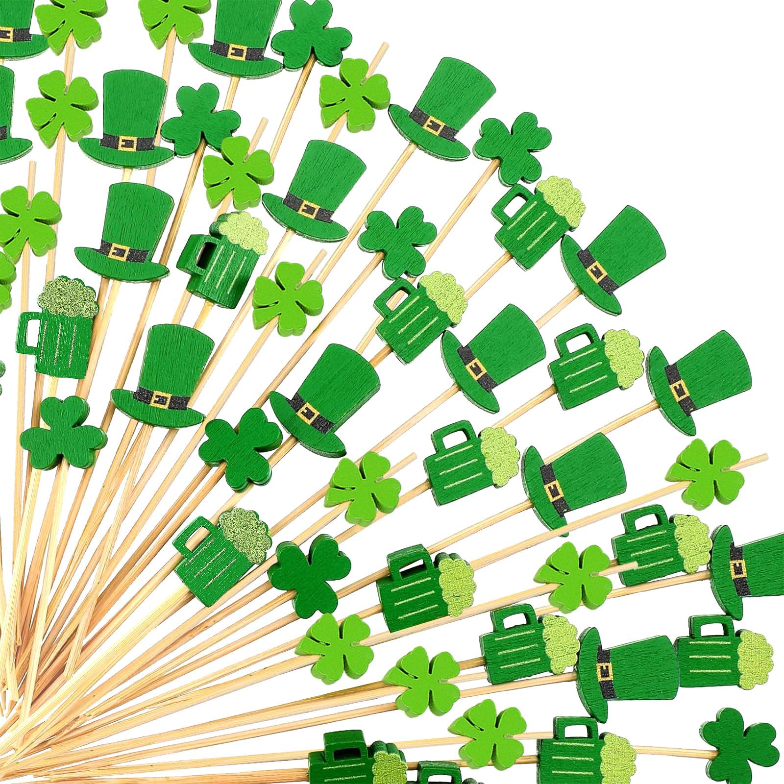Amazon.com | CCINEE 200 Pcs St. Patrick's Day Cocktail Sticks,Shamrock ...