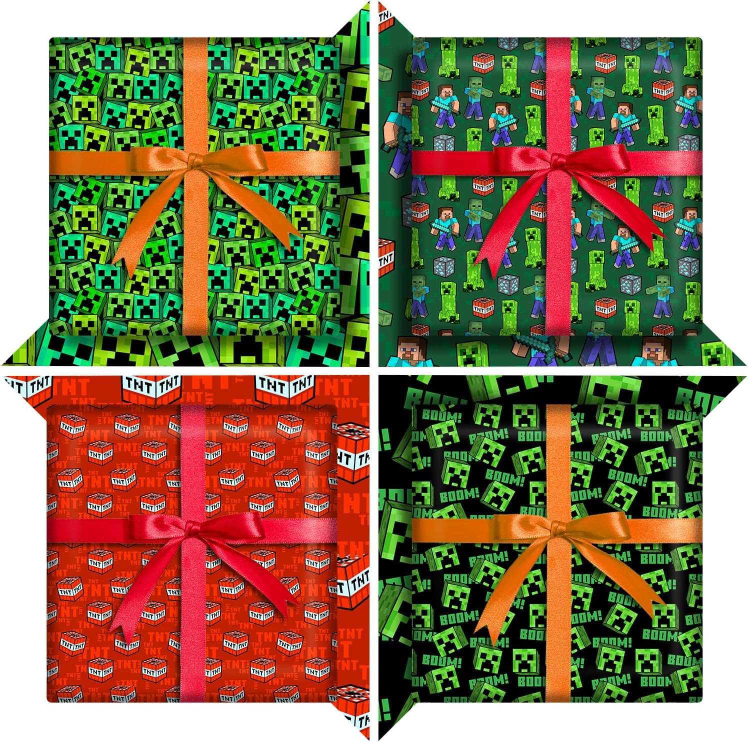 Amazon.com: Pixel Style Wrapping Paper Gift Wrap – 16 Sheets, 4 Designs ...