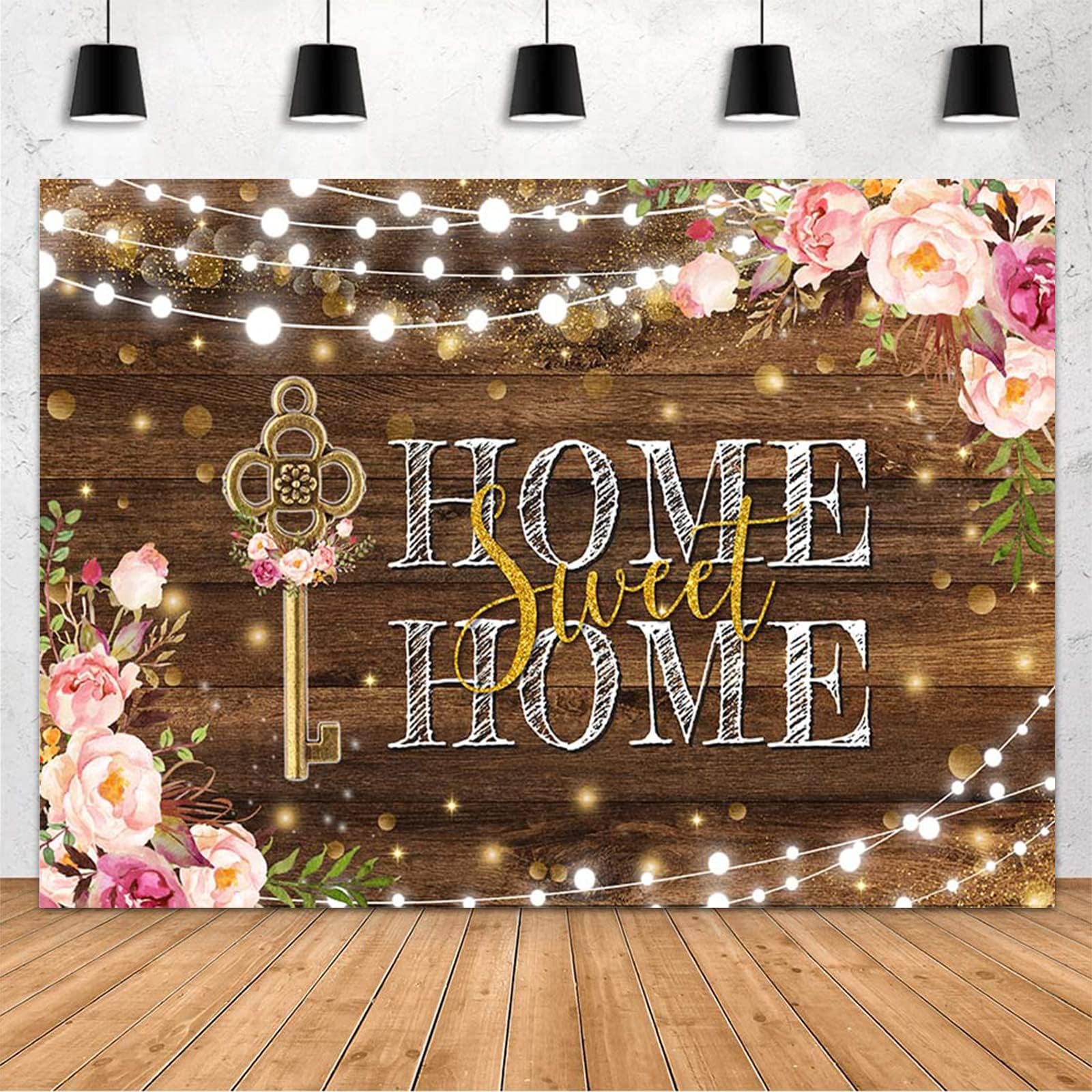 Amazon.com : Leyiyi 5x3ft Home Sweet Home Backdrop Rustic Housewarming ...