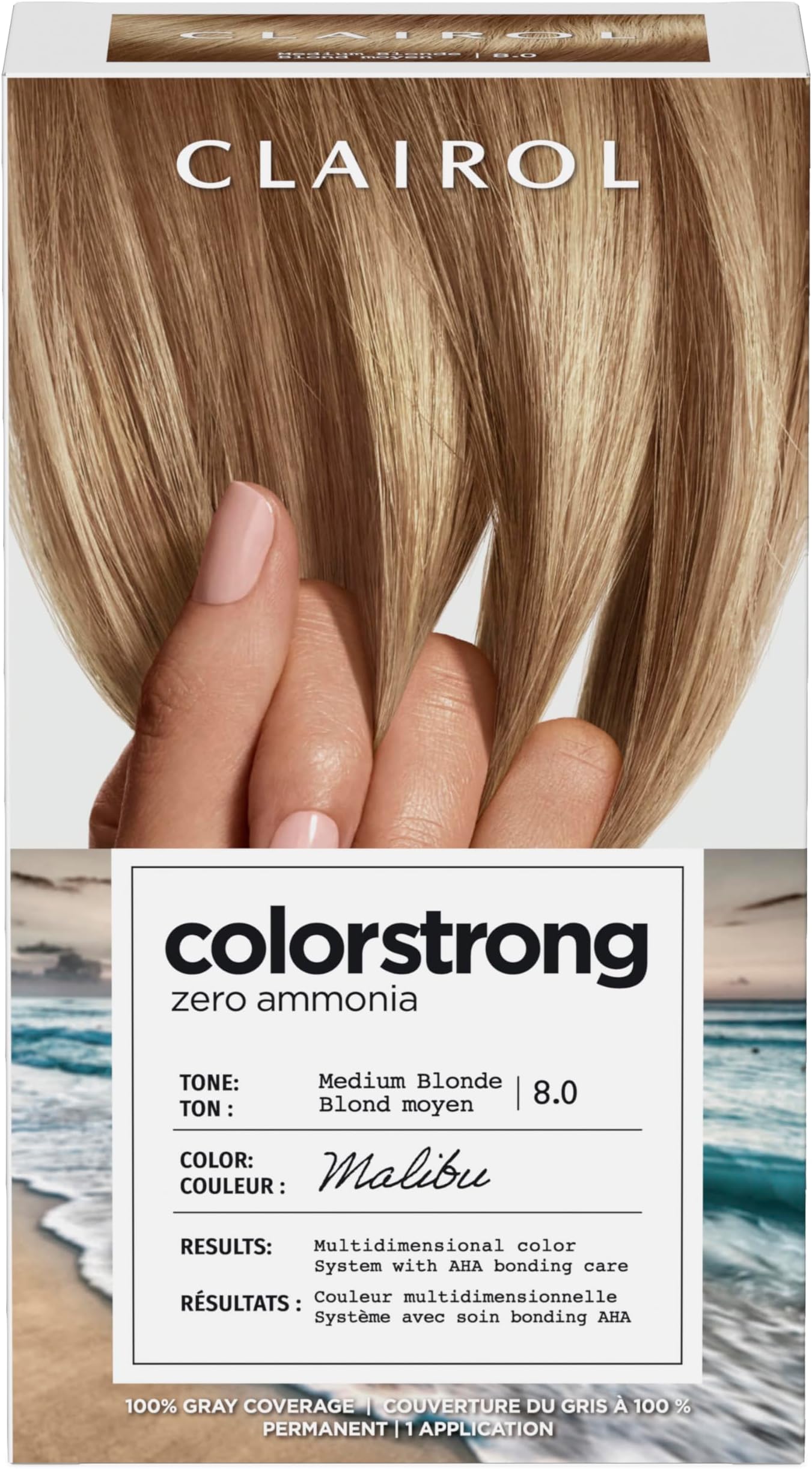 Amazon.com : Clairol ColorStrong Permanent Zero Ammonia Hair Dye, 8.0 ...