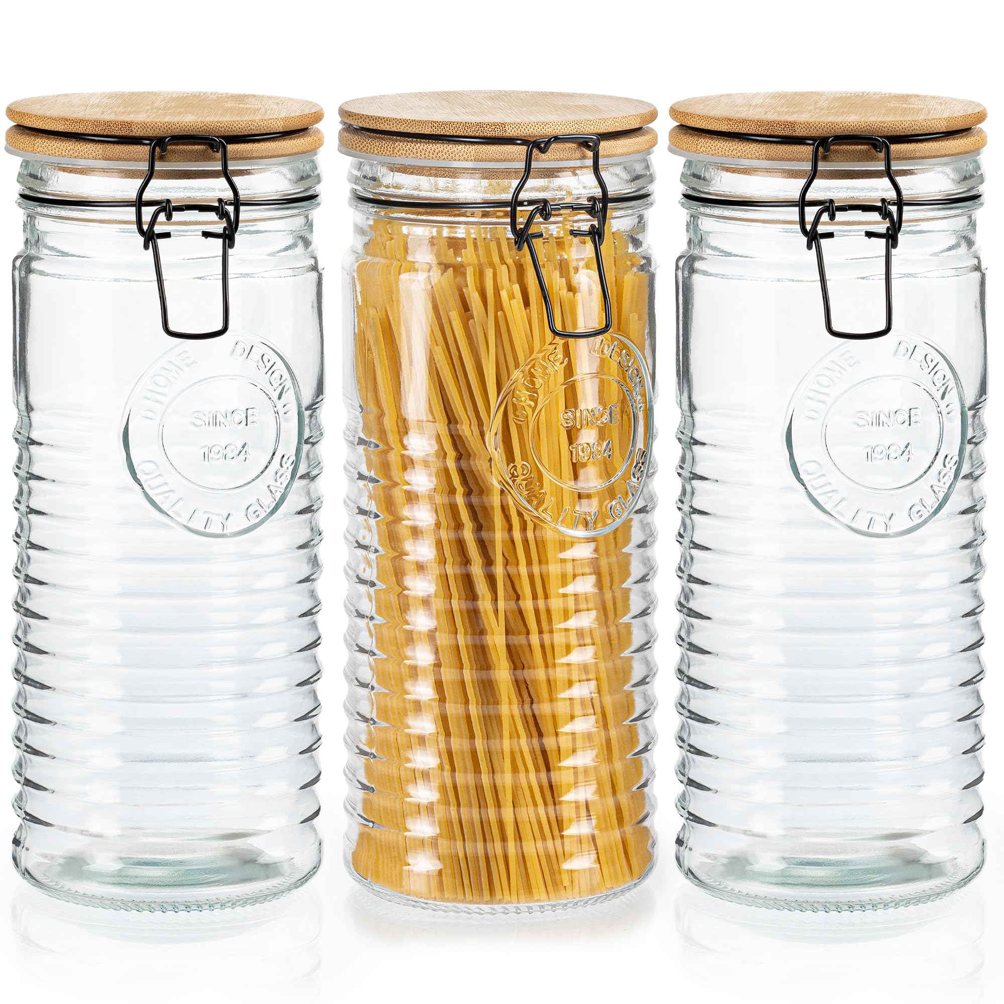 Amazon.com: kitchentoolz Glass Storage Jars with Airtight Lids - Set of ...