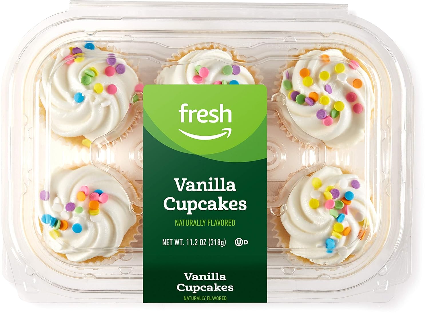 Amazon.com: Amazon Fresh Brand, Vanilla Cupcakes, 6 Count, Frozen, 11.2 ...