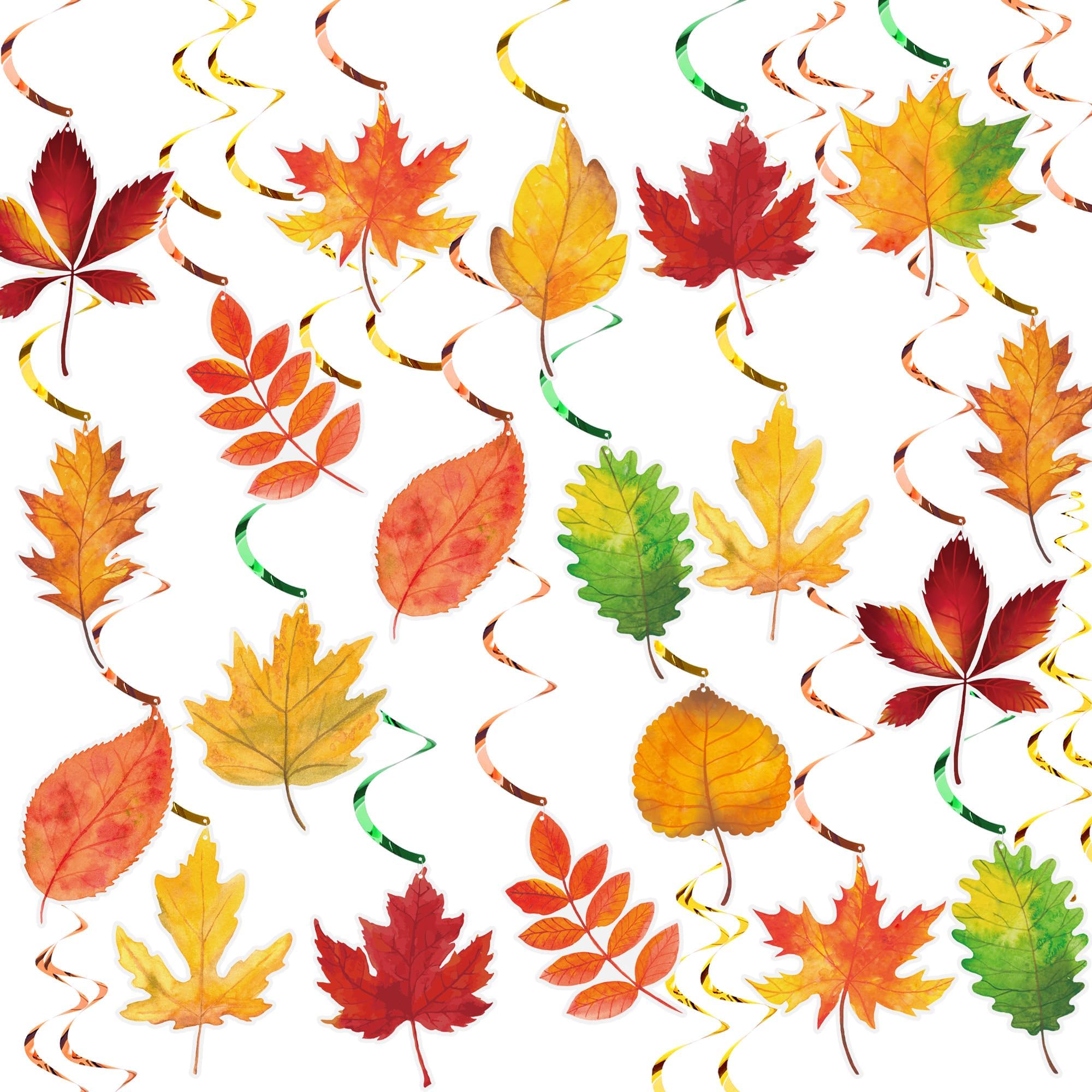 Amazon.com: 30 Pcs Fall Leaves Hanging Swirls Thanksgiving Maple Leaf ...