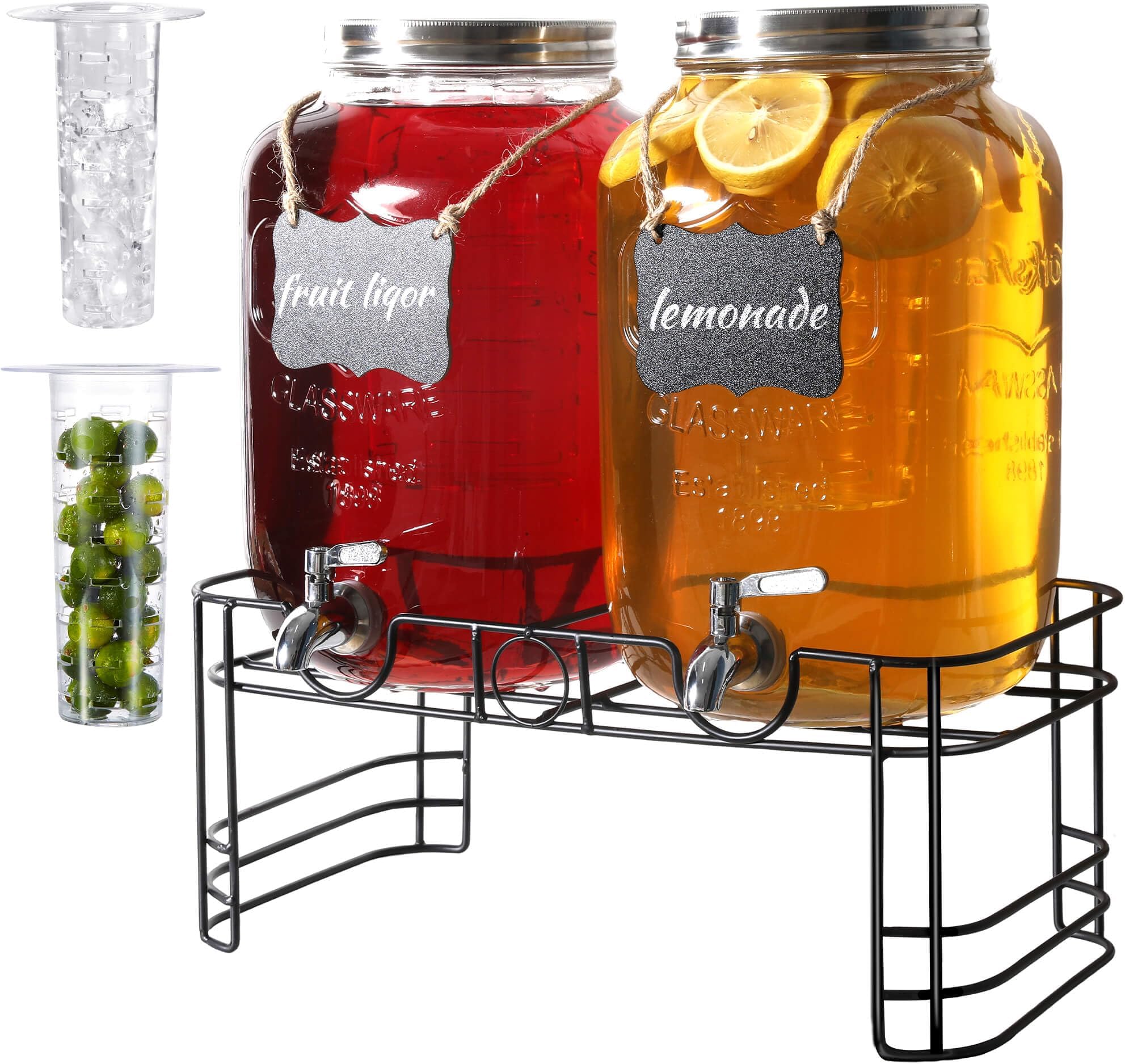 Amazon.com | Style Setter Glass Beverage Dispenser with Stand (Set of 3 ...