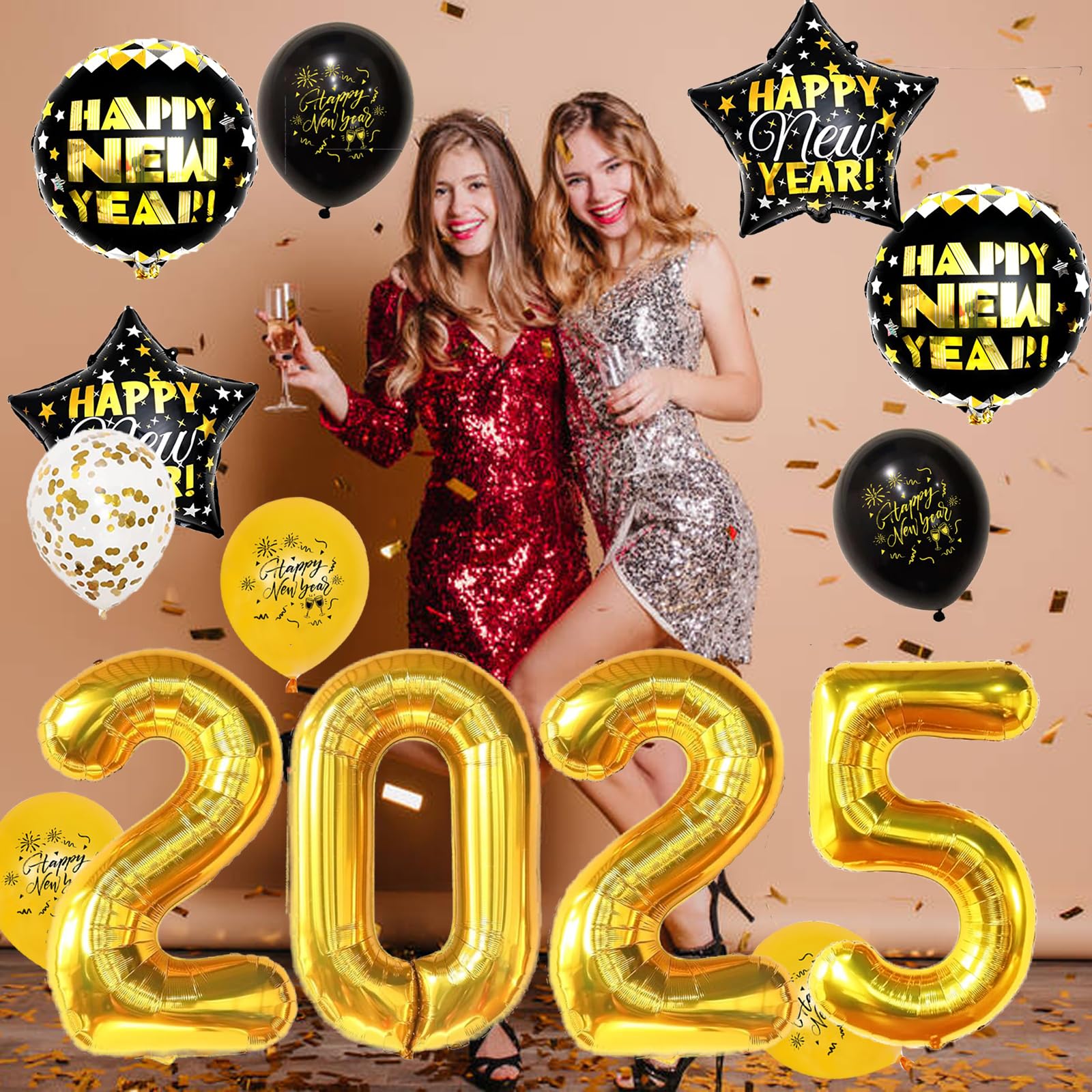 Snapklik.com : Happy New Year Decorations 2025 Set-Huge 2025 Gold Foil ...