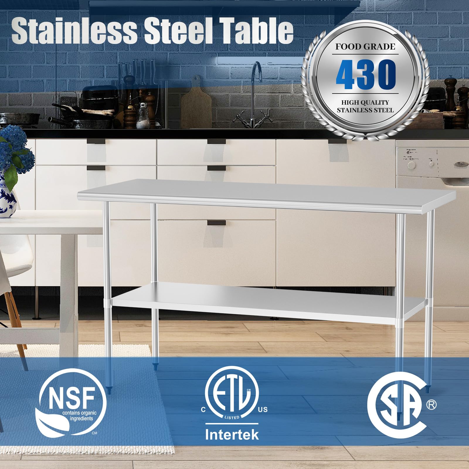 Snapklik.com : Chingoo Stainless Steel Table 30 X 60 Inches Metal Prep ...