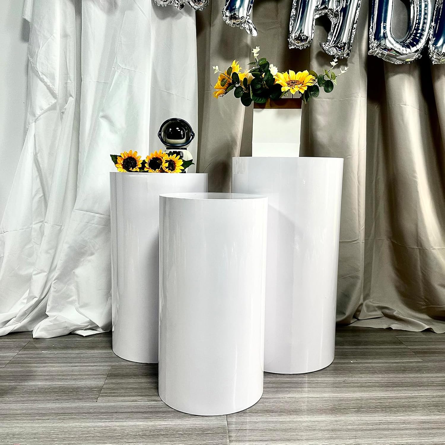 Amazon.com: HYTESCO Metal Display Pedestal Stand,White Round Cylinder ...