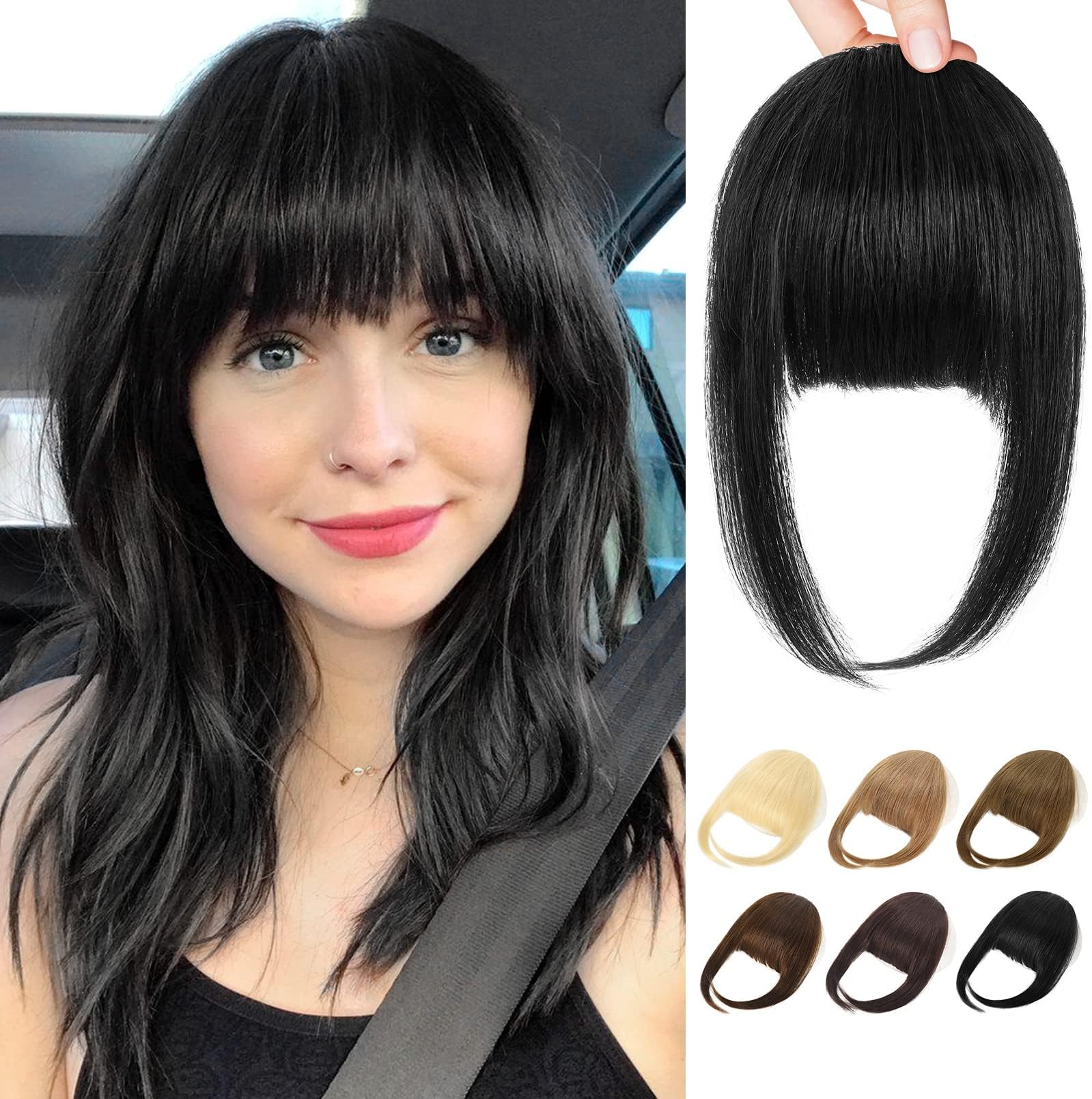 Amazon.com : Bangs Hair Clip in Bangs 100% Real Human Hair Extensions ...