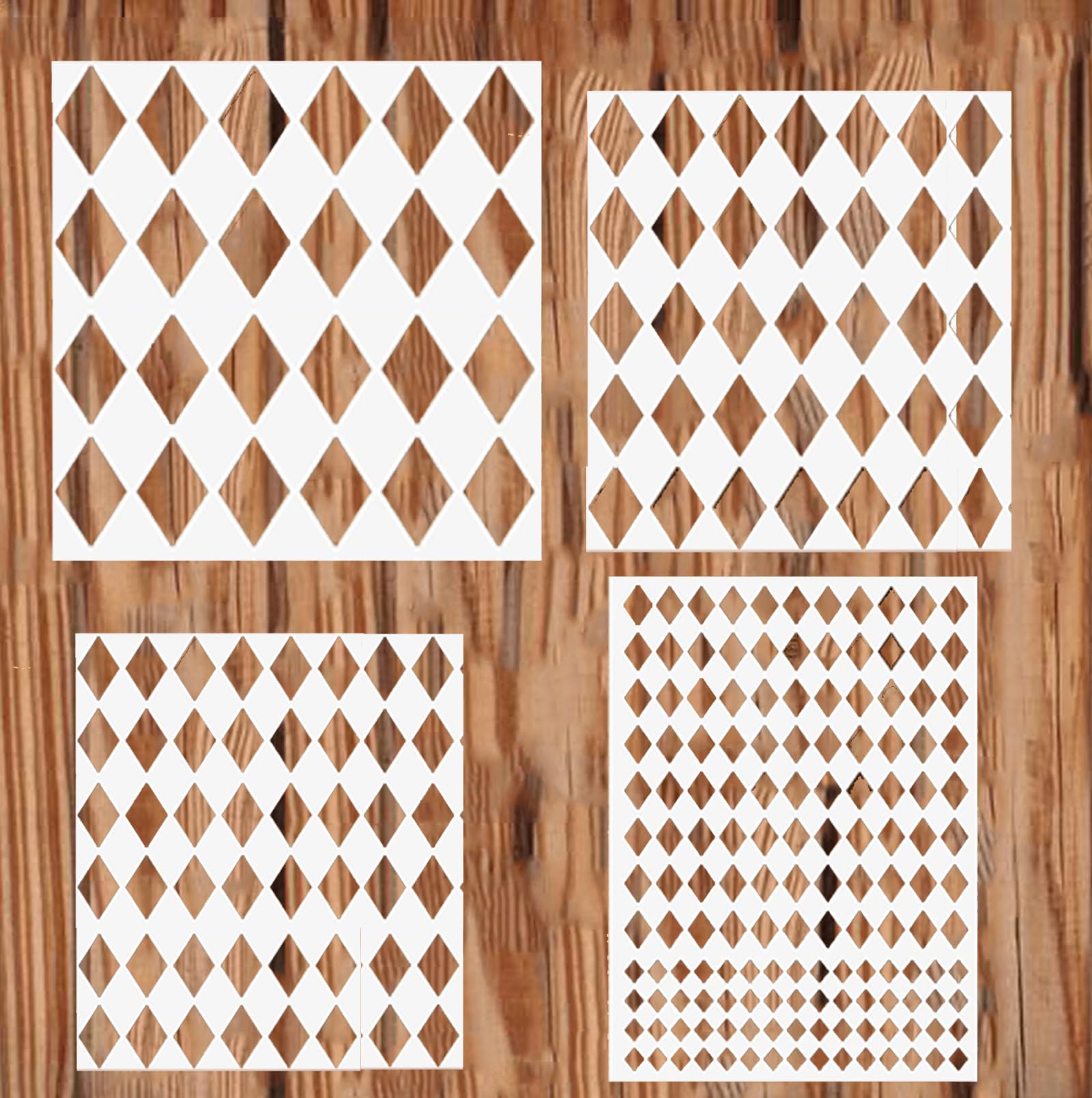 Snapklik.com : 4PCS Harlequin Stencils 4 Sizes Square Diamond Shape ...