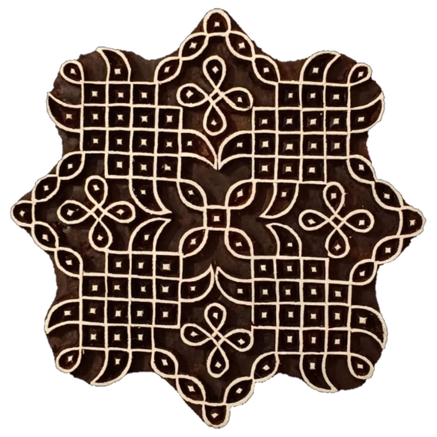 Buy Wooden Printing Rangoli Block Stamp 4 inch Big 1 Piece Online at ...