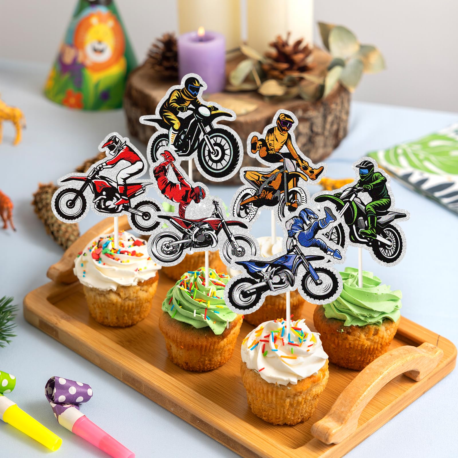 Dirt Bike Cupcake Toppers Motorbike Racing Red And Black Cupcakes