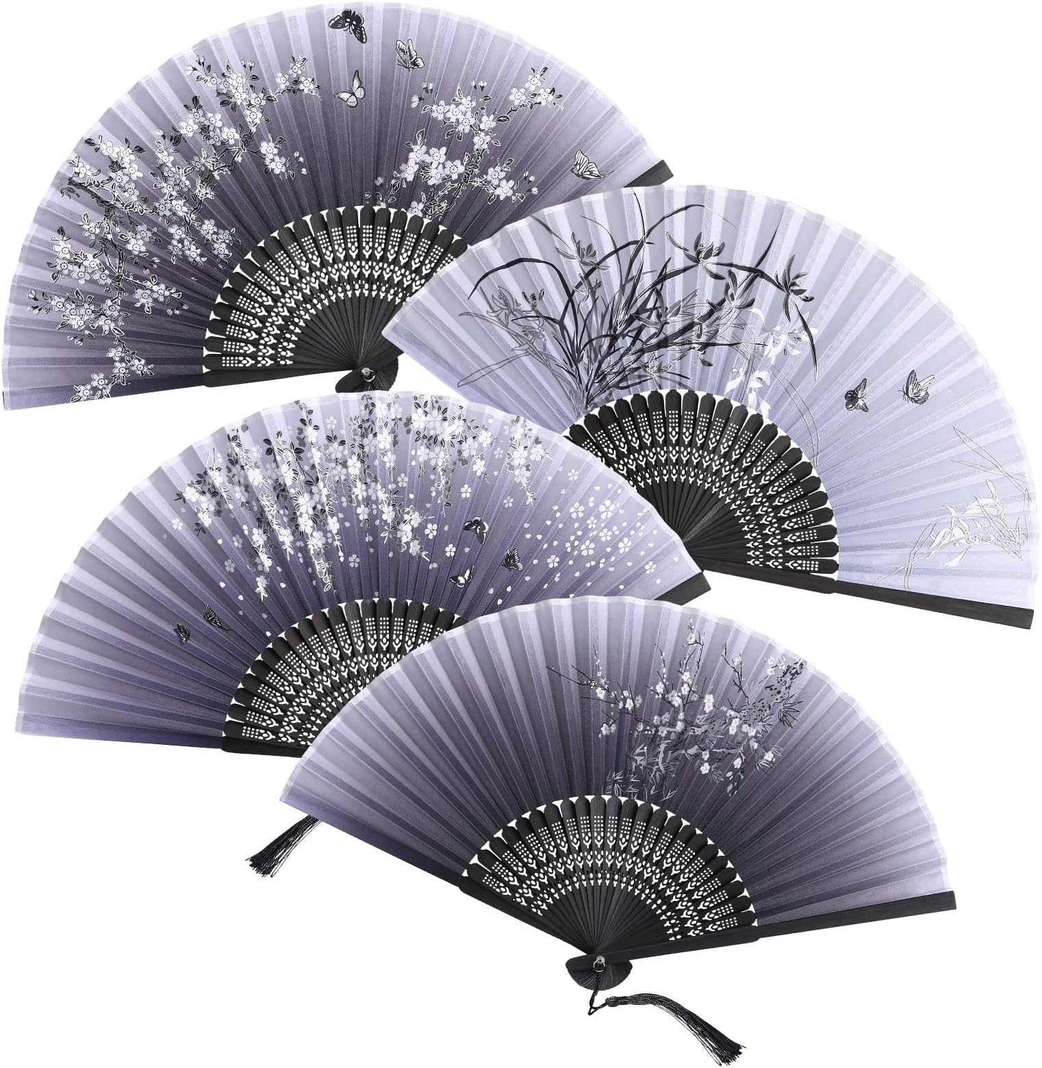 GWHOLE 12Pcs Wedding Fans Folding Fans for Women Bridesmaid Church ...