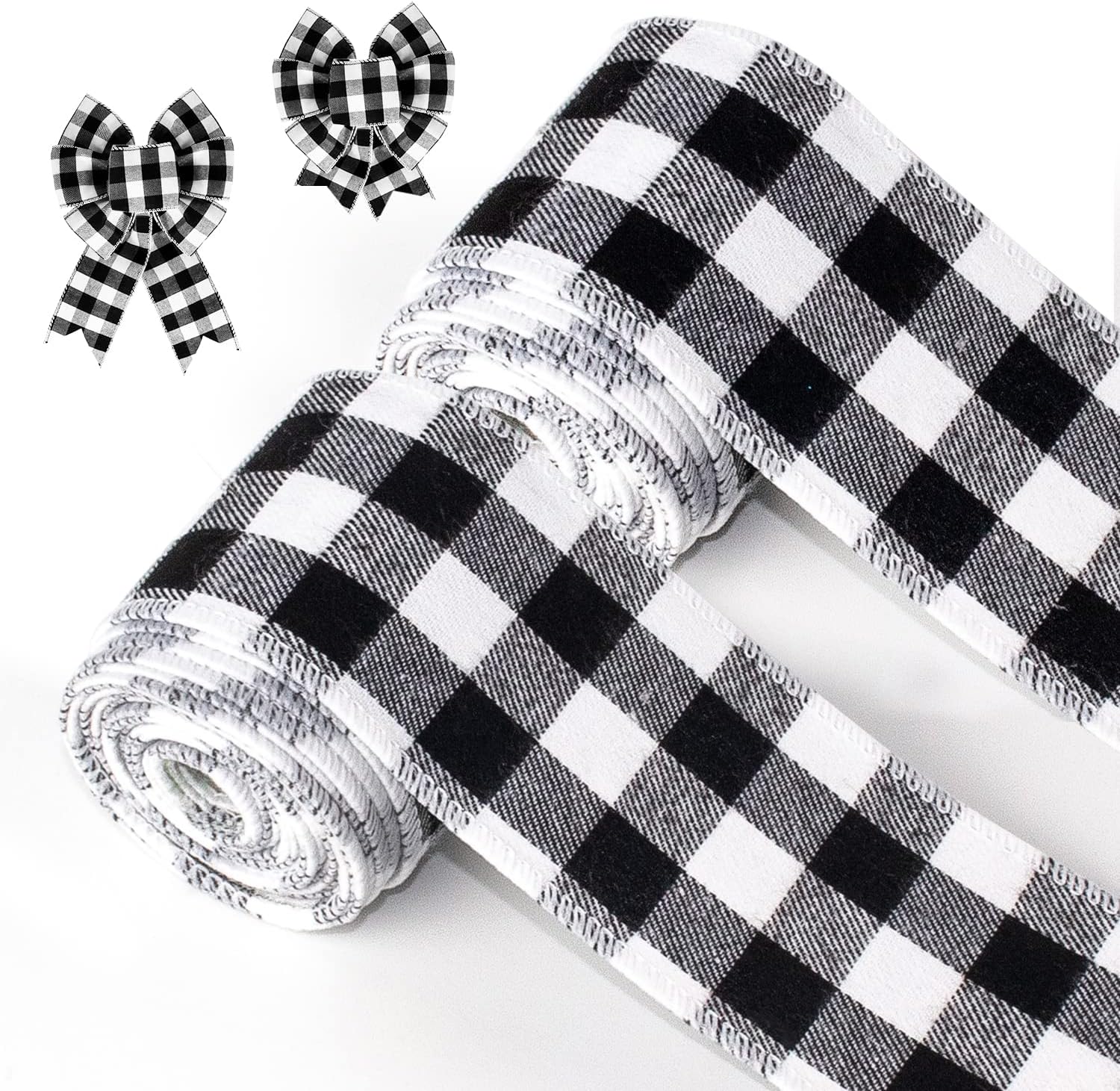 Amazon.com: Mlurcu Buffalo Plaid Ribbon Wired 2 Rolls Buffalo Check ...