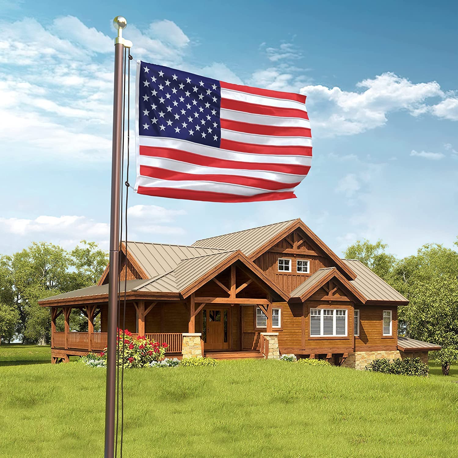 Snapklik.com : 25 FT Flag Pole Kit Heavy Duty High Wind Flag Pole Tough ...
