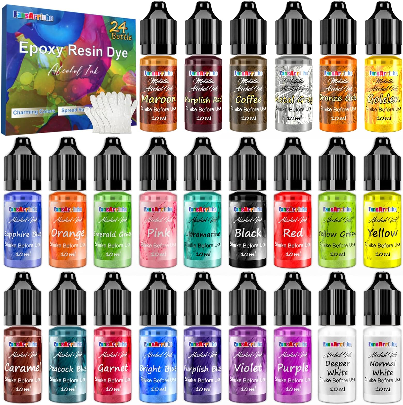 Amazon.com : Alcohol Ink Set - 15 pcs of 20ml Vibrant Concentrated ...