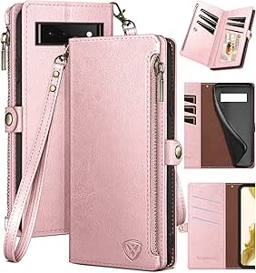 Amazon.com: XcaseBar for Google Pixel 7A Wallet case with Zipper Credit Card Holder【RFID ...