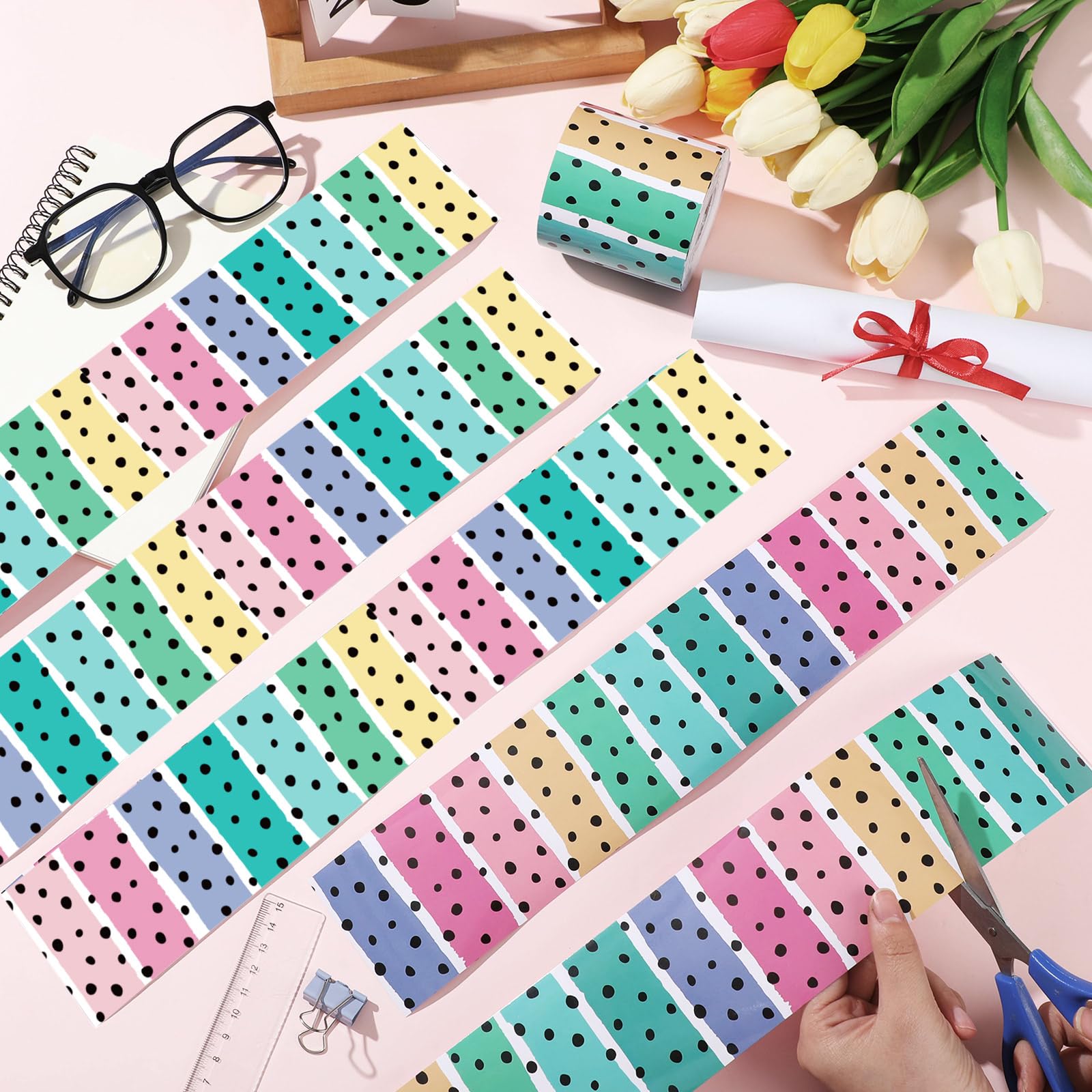 Snapklik.com : Zonon Classroom Bulletin Board Border 65 Feet Polka Dot ...