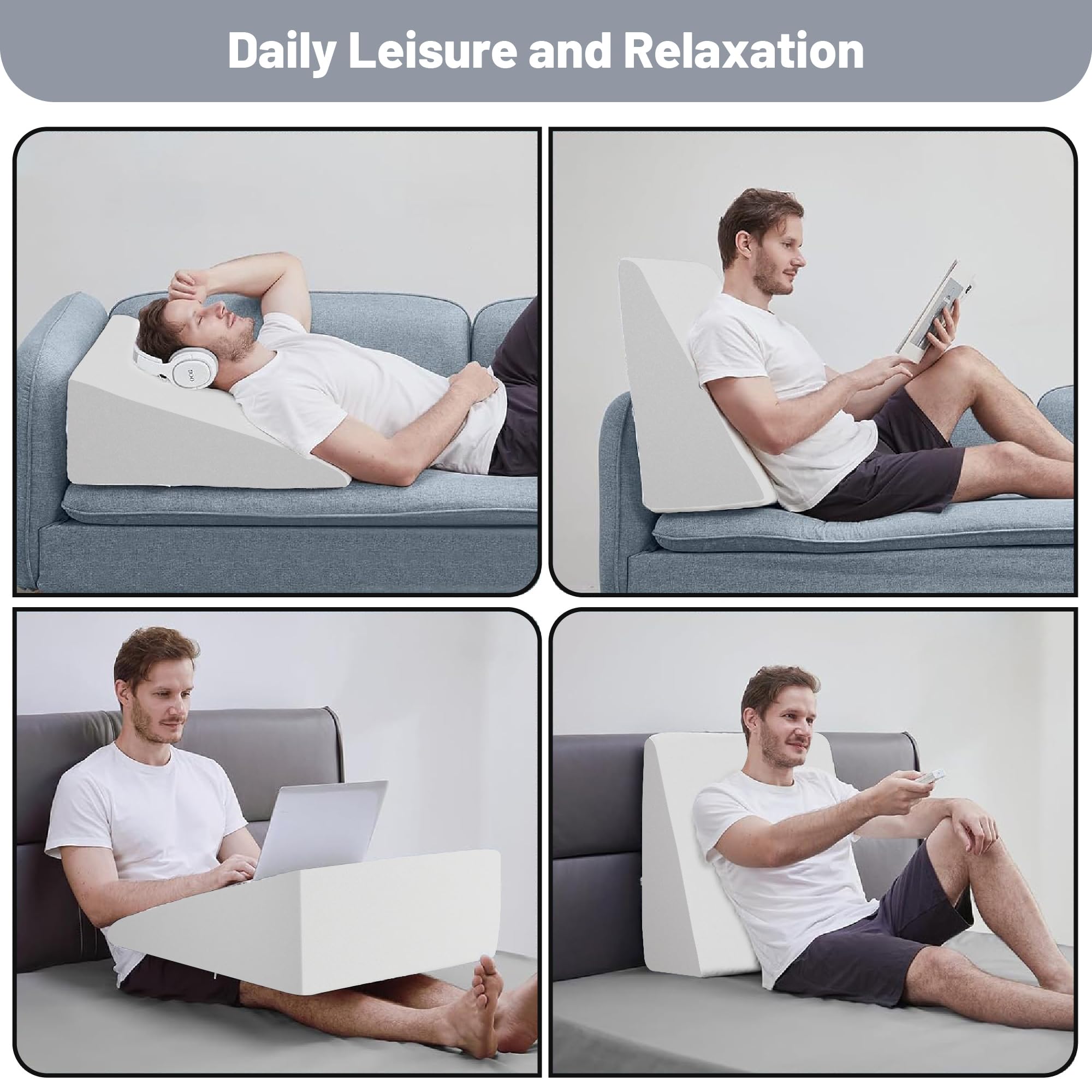 Snapklik.com : Elevated Bed Wedge Pillow For Back Support, Acid Reflux ...