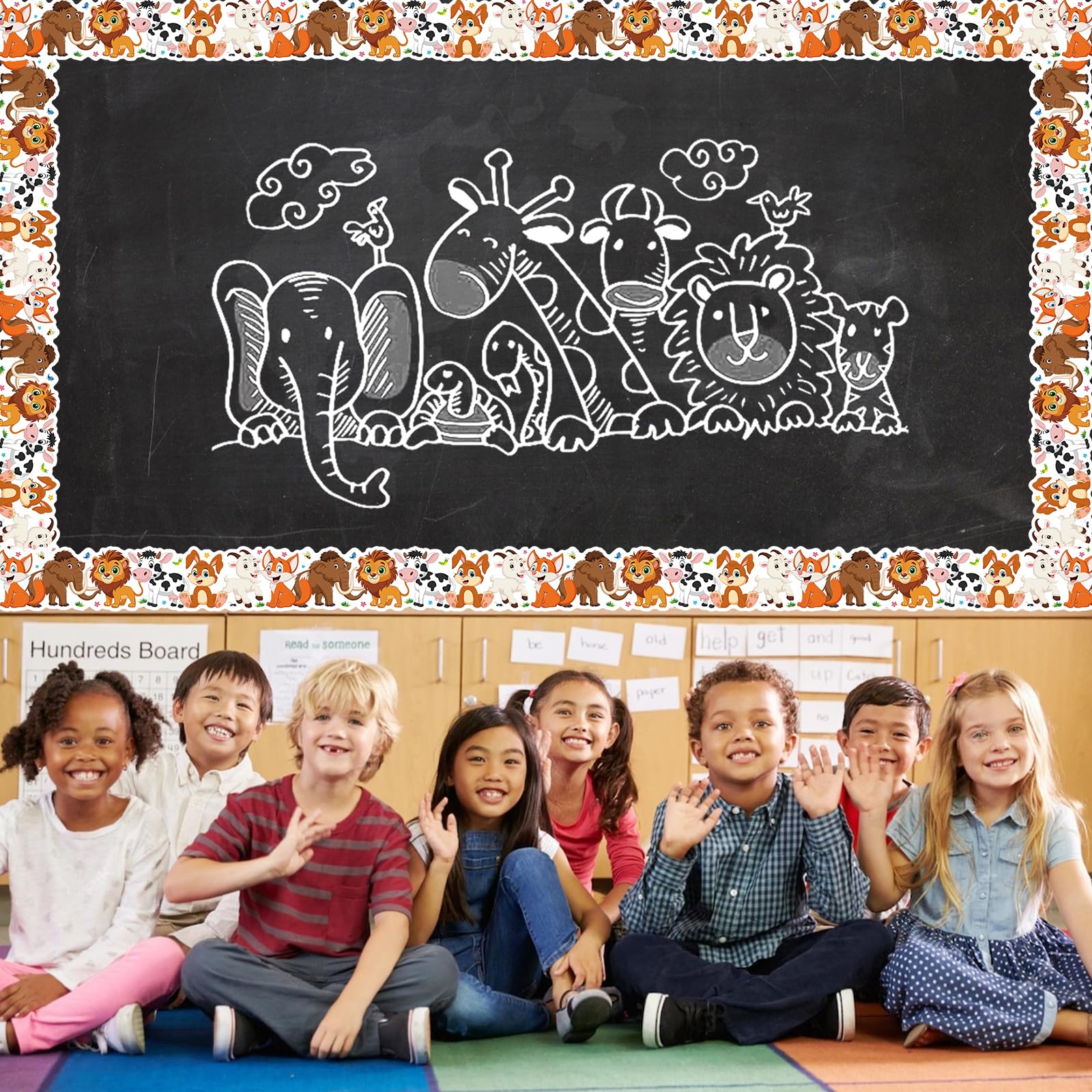 Snapklik.com : 65.6Ft Jungle Animals Bulletin Board Borders, Cute ...