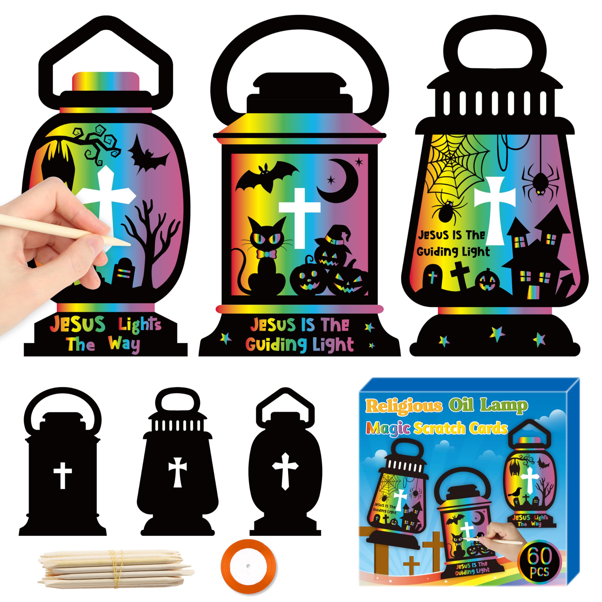 Amazon.com: BeYumi Oil Lamp Scratch Cards - 60Pcs Religious Oil Lamp ...