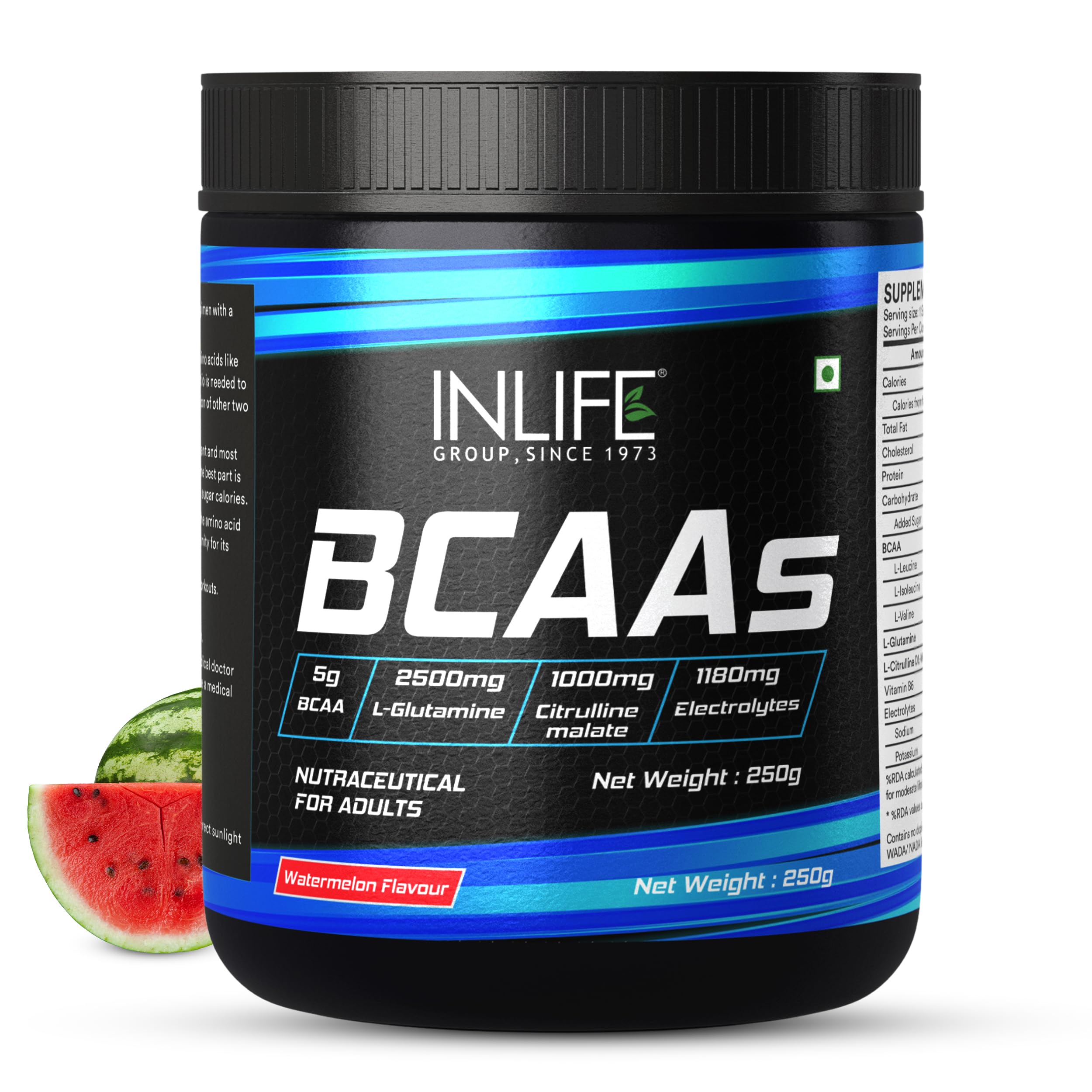 INLIFE BCAA Supplement 7g Amino Acids Instantized for Pre Post & Intra ...
