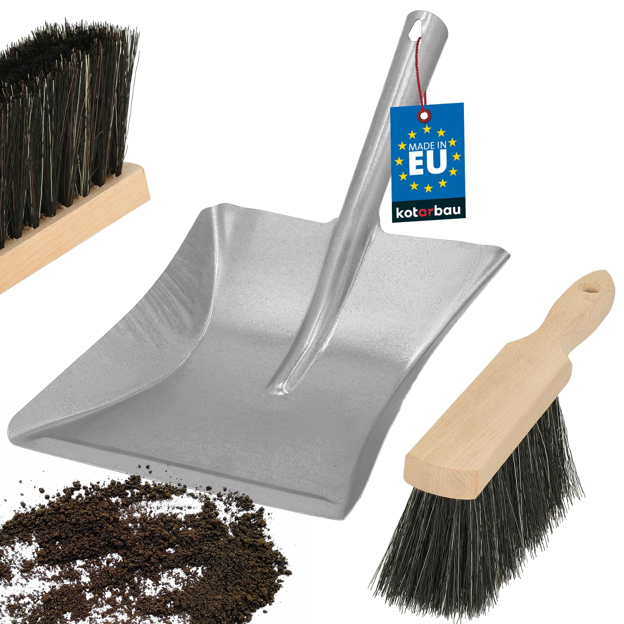 KOTARBAU® Handfeger und Schaufel mit Stiel verzinkter Stahl Kehrblech ...