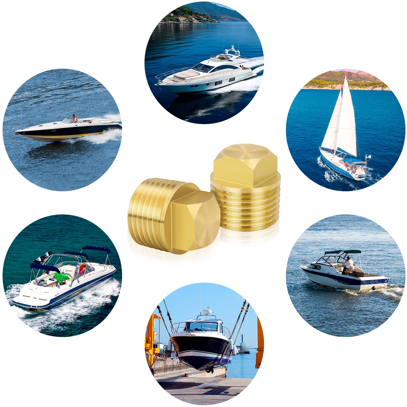 Snapklik.com : 4 Pack Boat Drain Plugs,1/2" NPT Solid Brass Drain Plugs ...