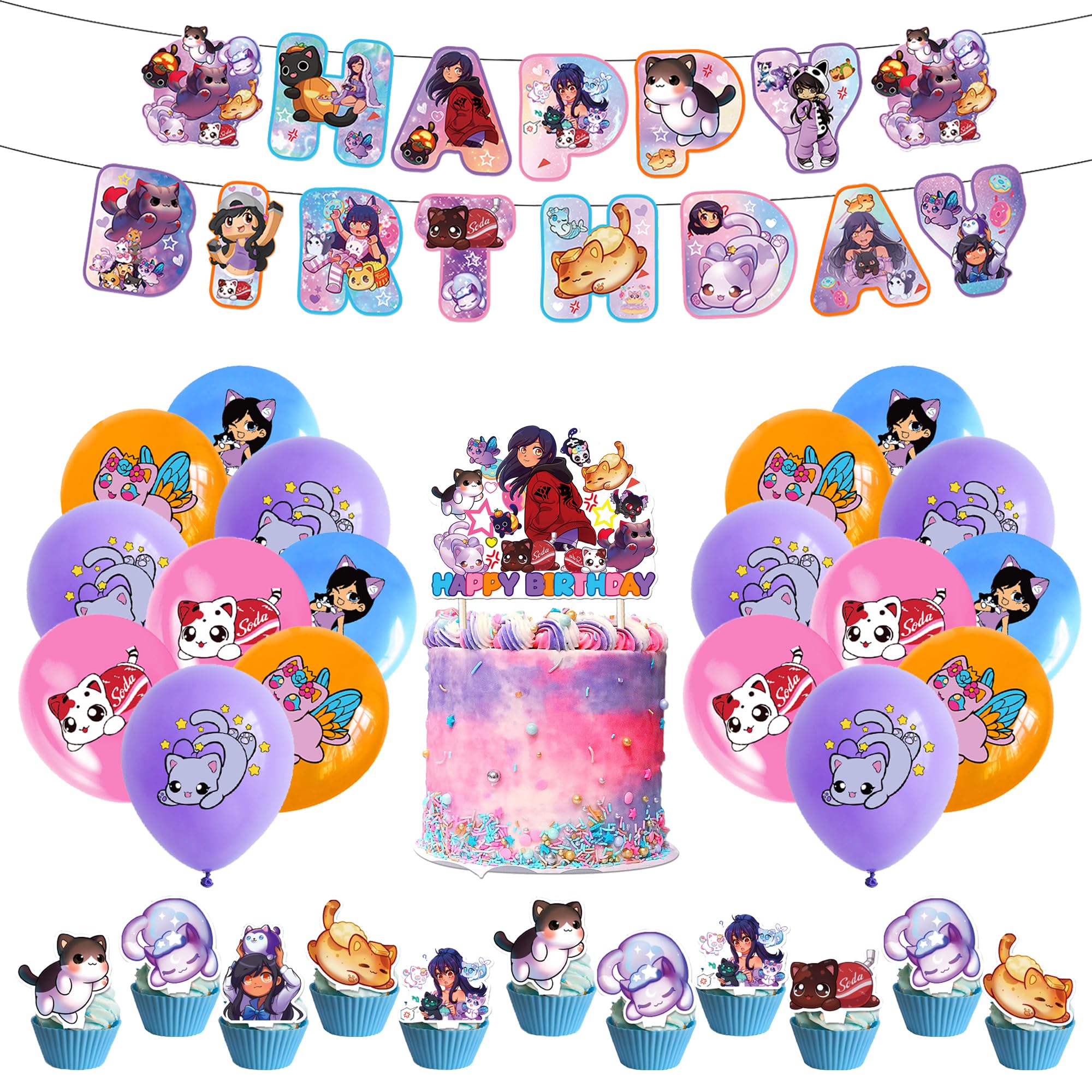 Buy Aphmau Cat Birthday Party Decoration Aphmau Children's Birthday ...