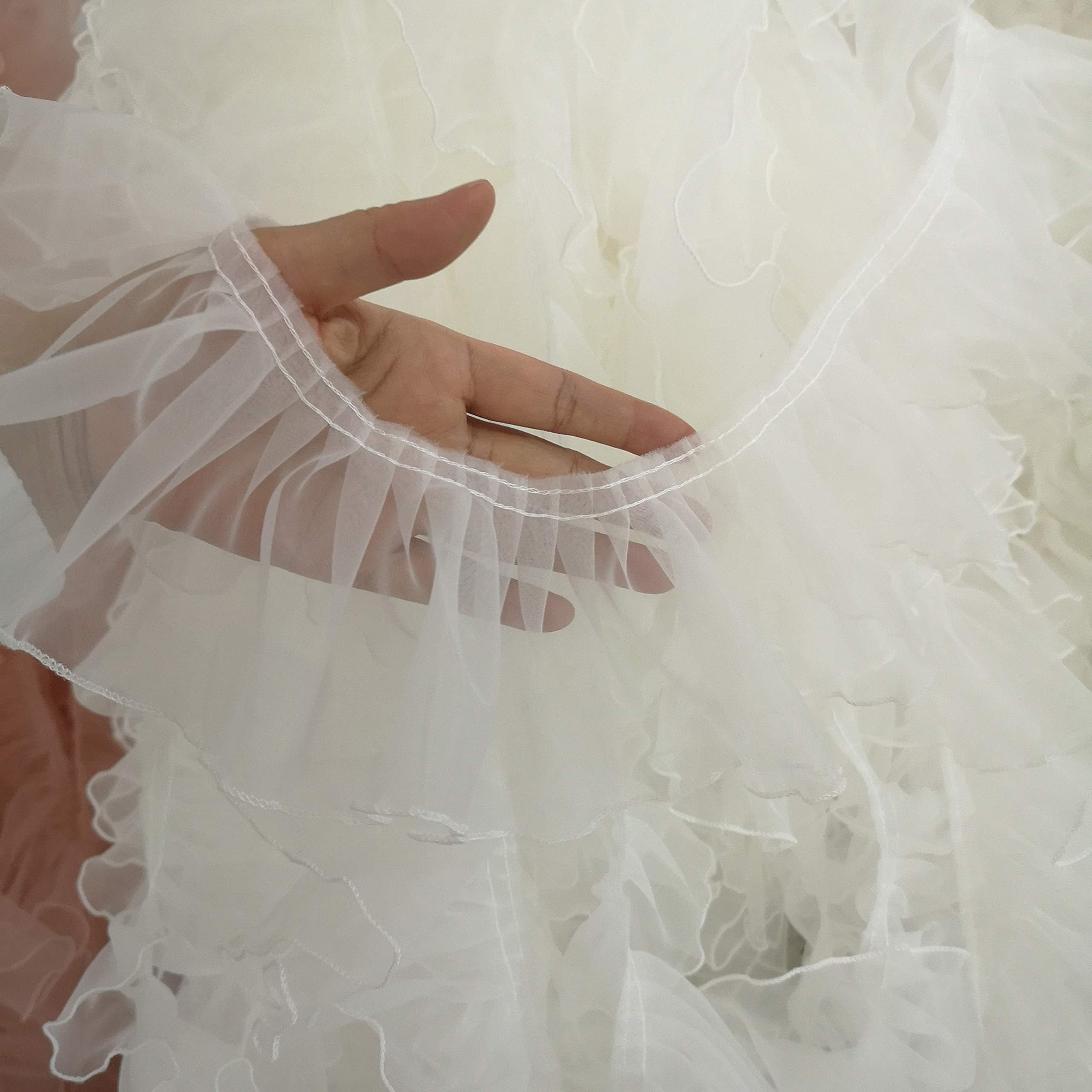 Amazon.com: ANCIRS 9 Yards Organza Ruffled Pleated Lace Fabric Trim for Dress Collars Sleeves ...