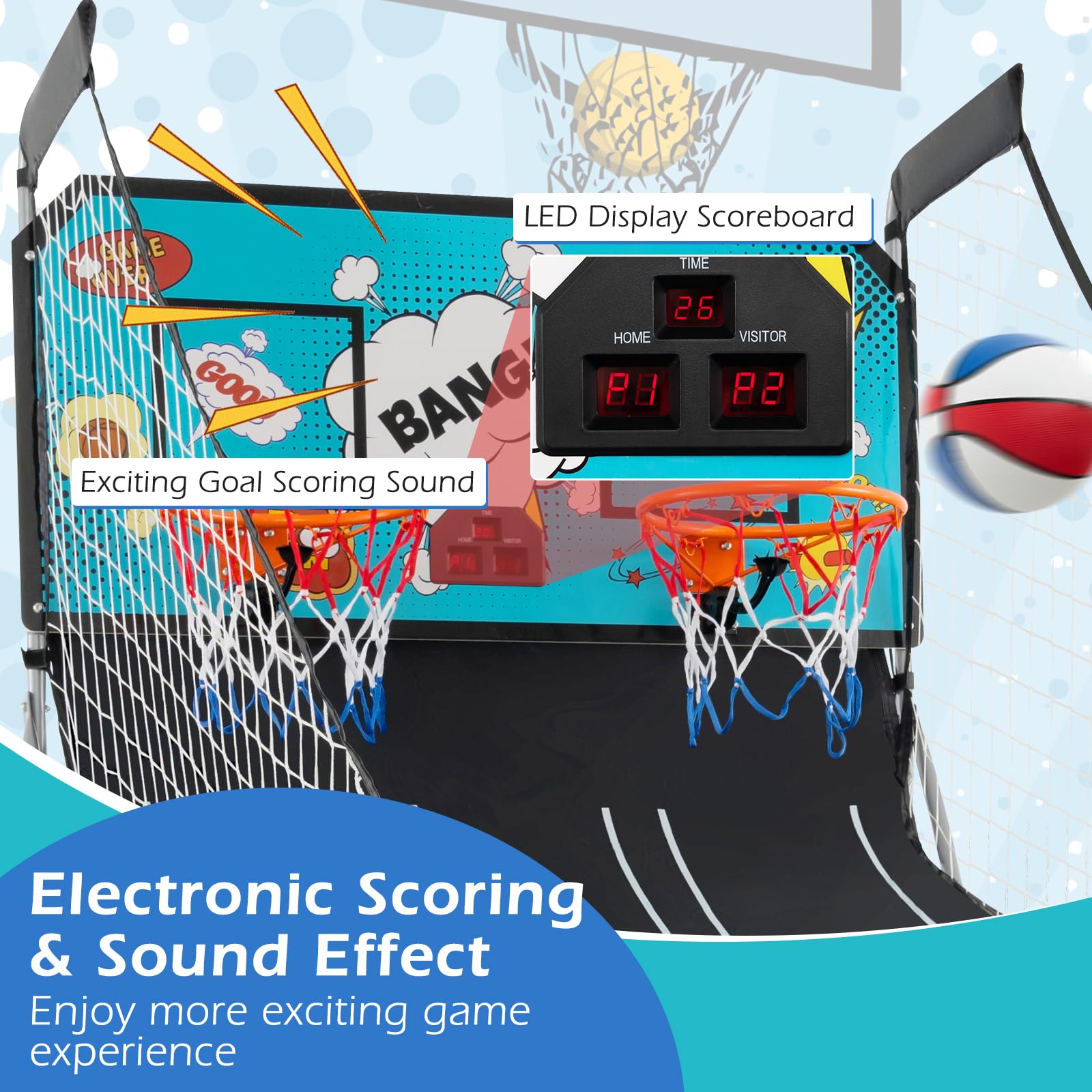 Indoor Basketball Hoop Electronic Sound SPORTNOW Basketball Arcade