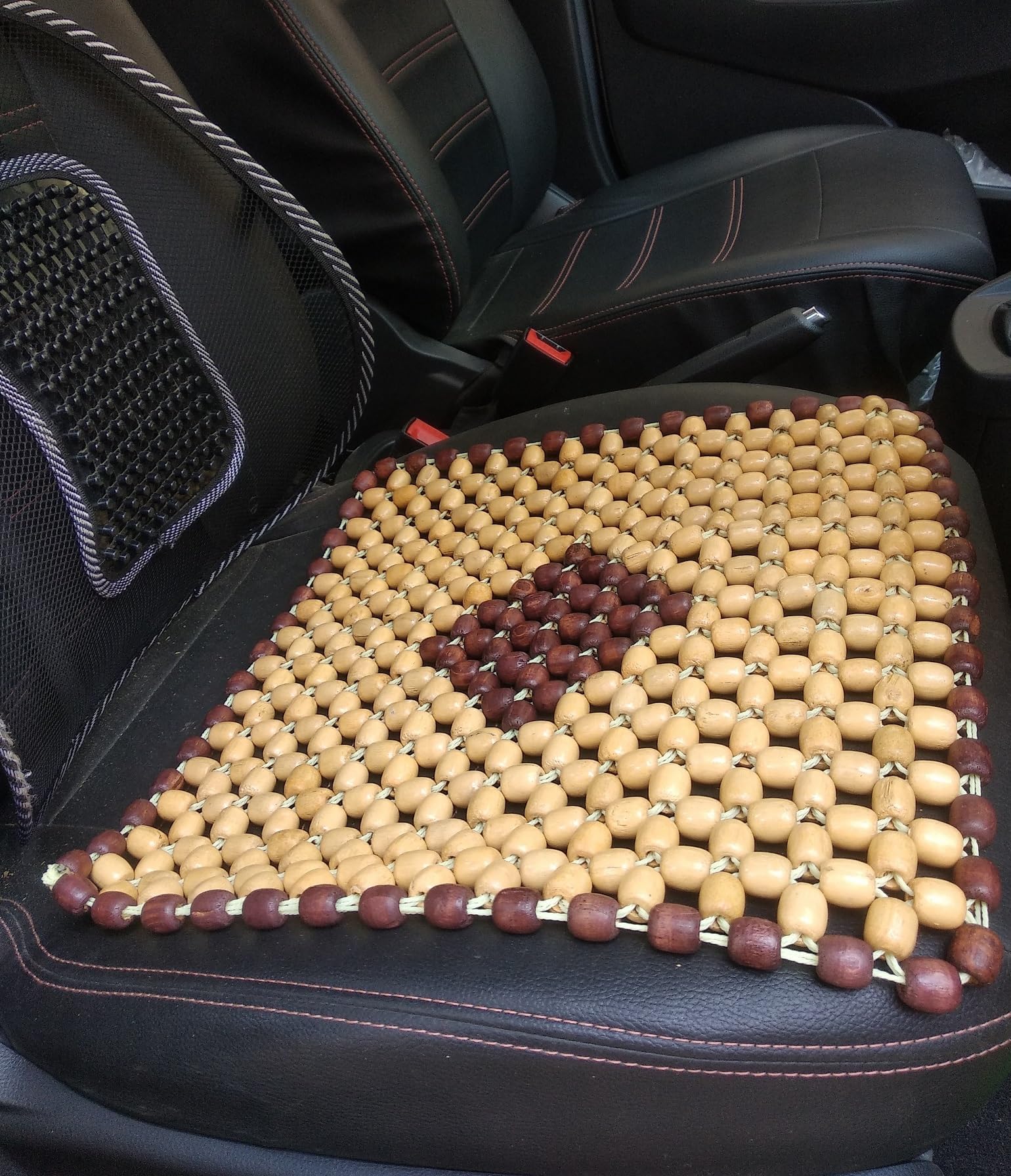 Q1 Beads SBeige Wooden Beads Acupressure Mat Car Beads Seat Cover for ...