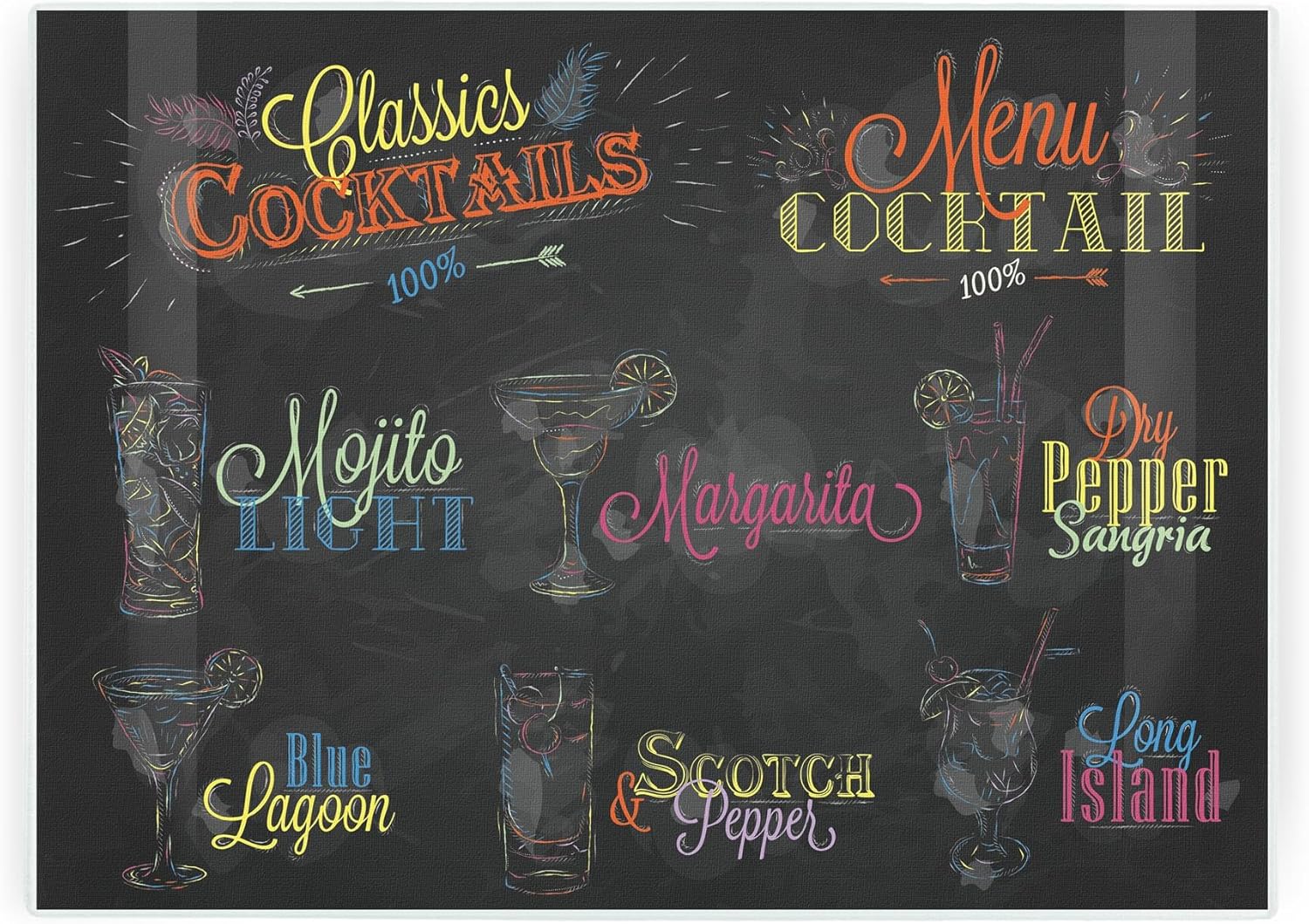 Rectangular Large Glass Worktop Protector - Cocktail Classics Bartender ...