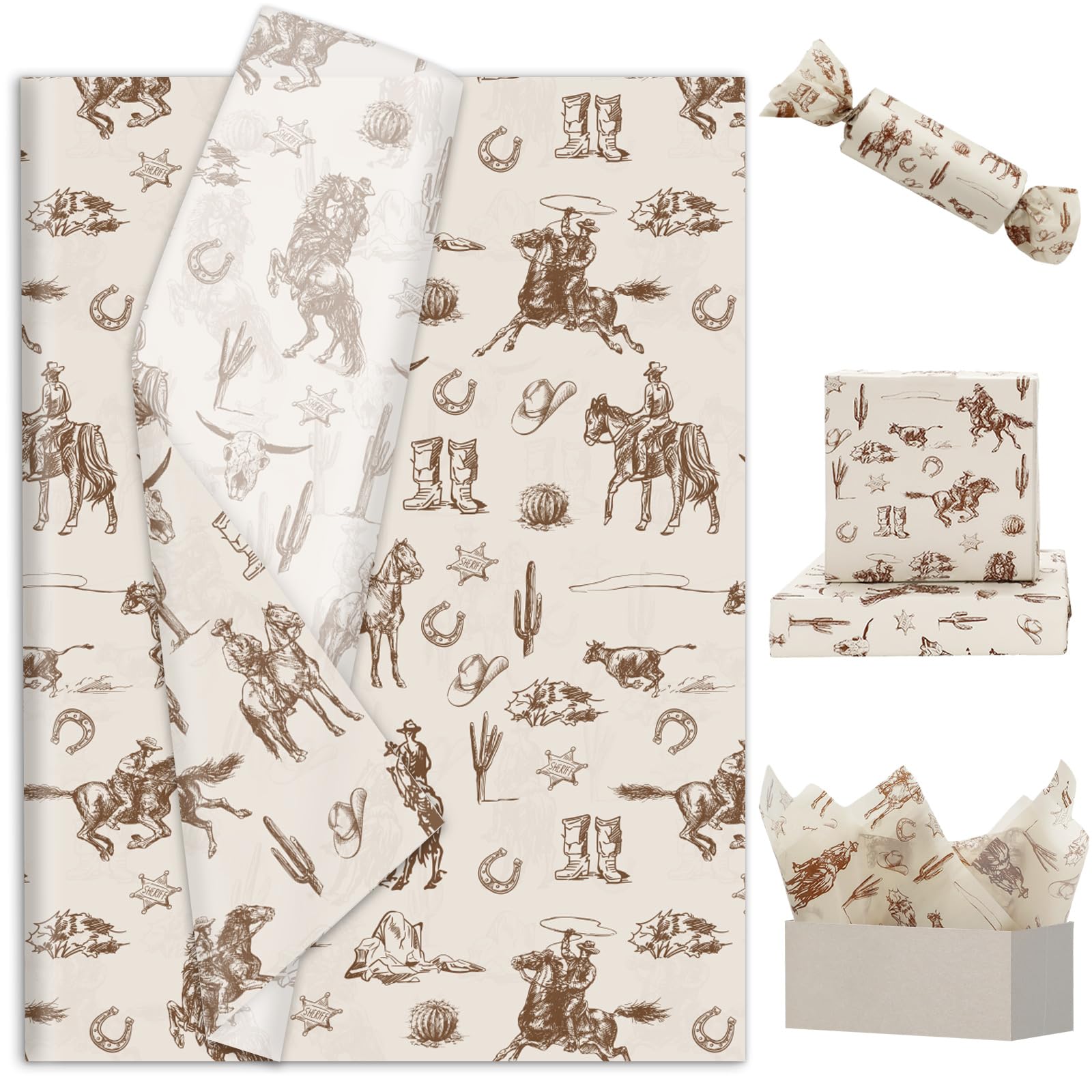 Amazon.com: JarThenaAMCS 100Pcs Western Cowboy Tissue Paper Brown Wild ...