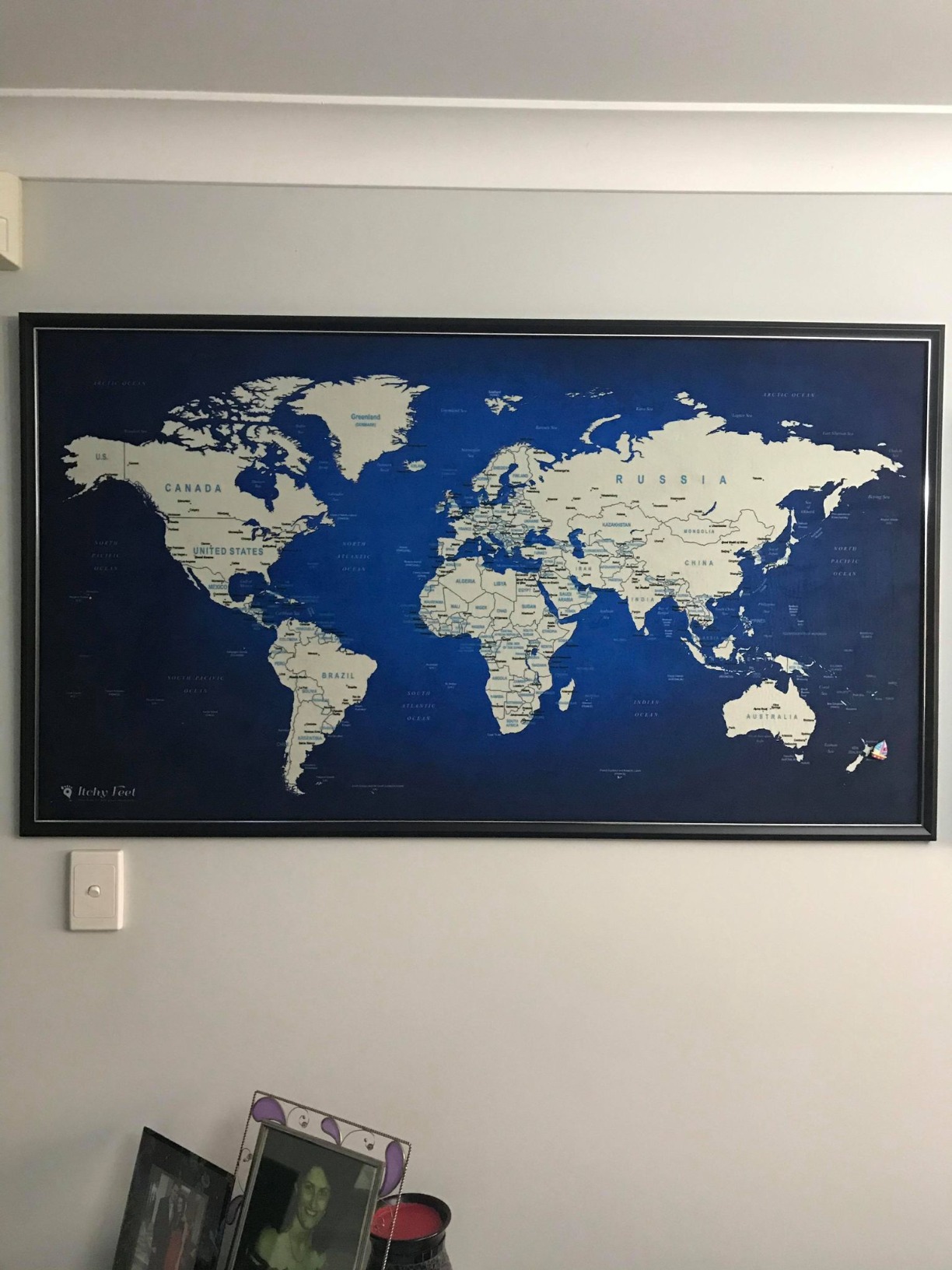 World Map XXL 51 x 28 inches, Travel Pin Board with Fleece Surface in ...