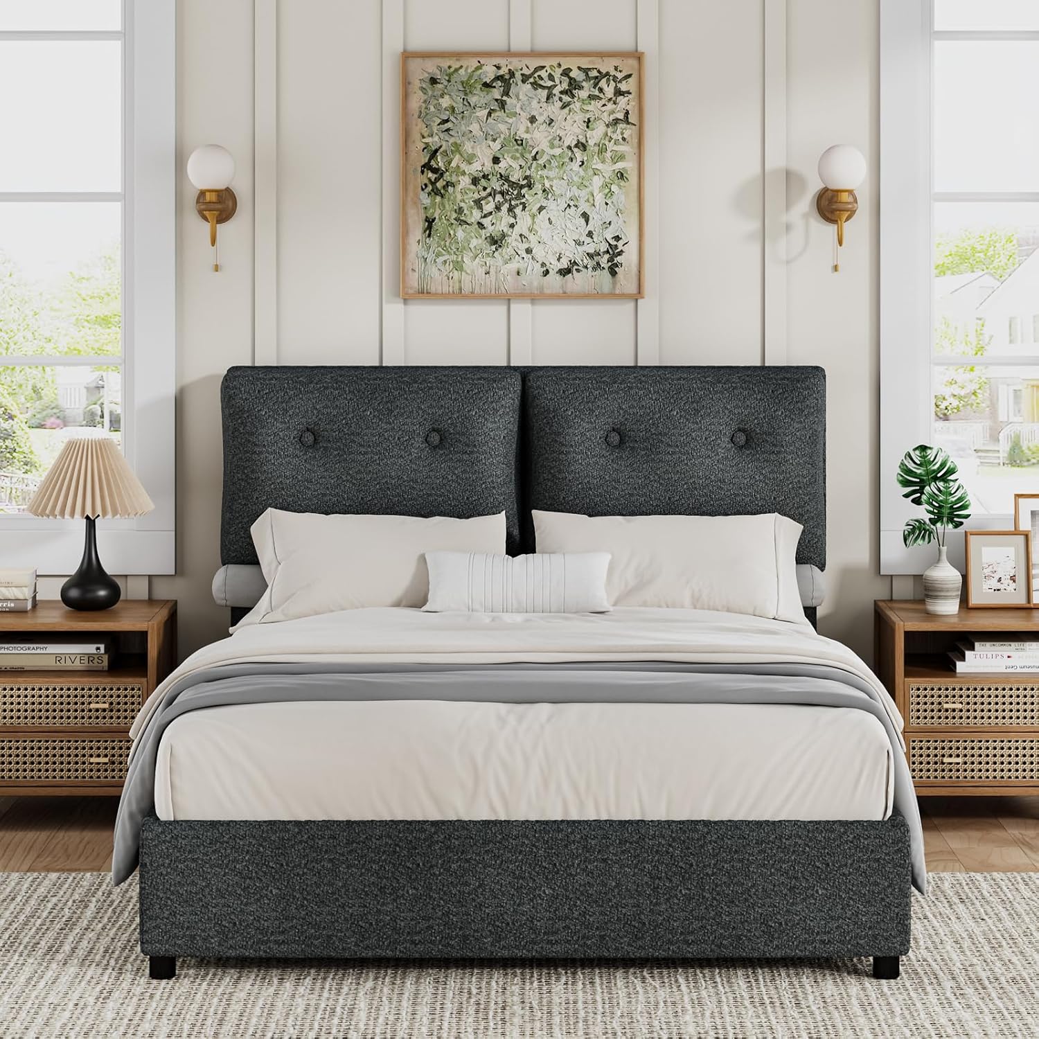 Amazon.com: Queen Bed Frame, Queen Bed Frames with Headboard ...
