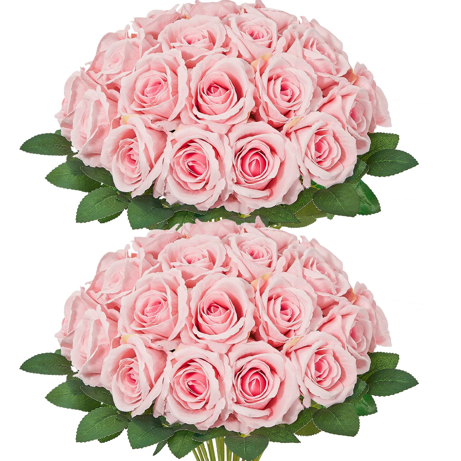 Amazon.com: Serwalin 30pcs Artificial Roses Flowers, Pink Roses with ...
