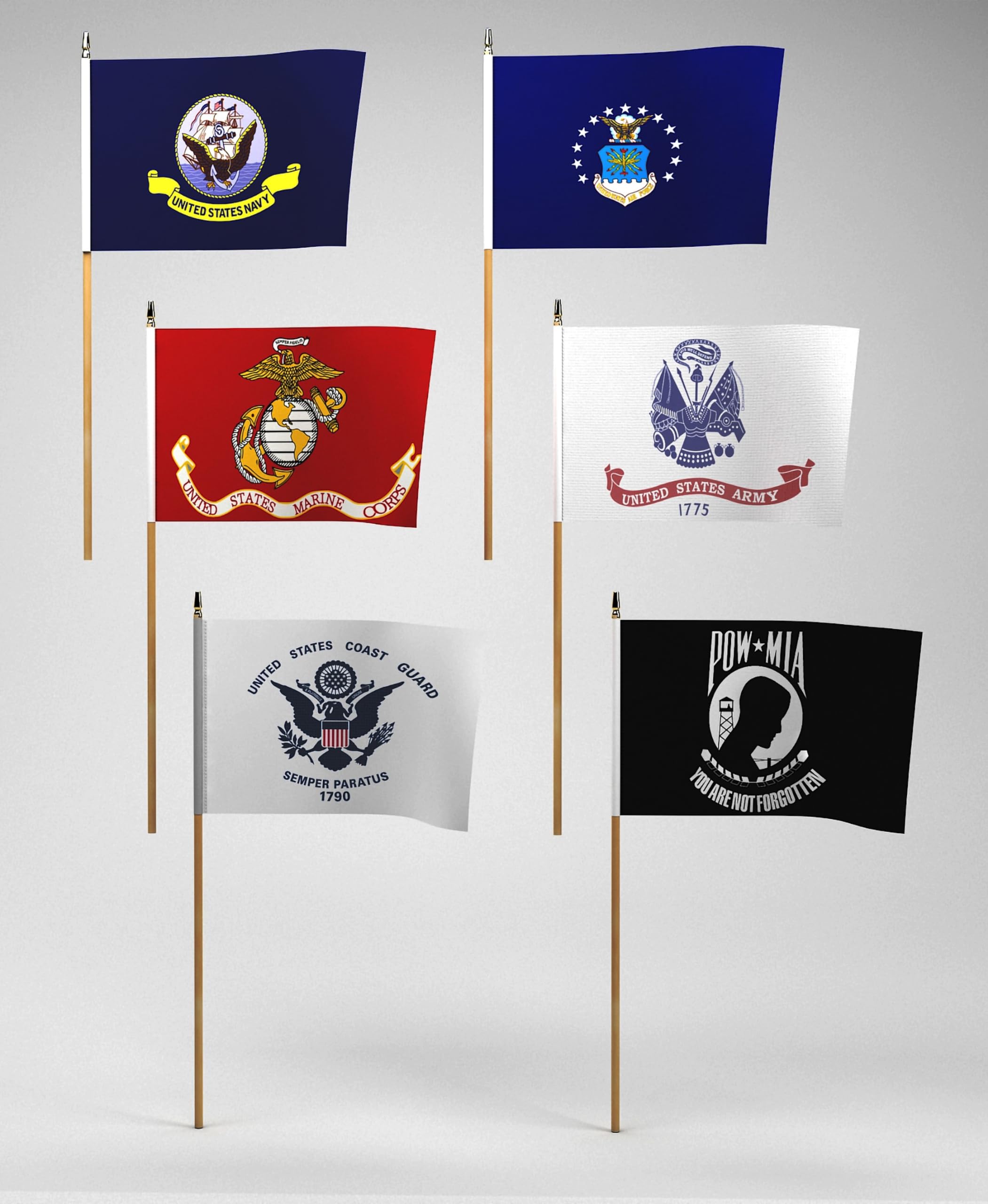 Amazon.com : Set of 6 Military 5 Branches Army Navy Marines Air Force Coast Guard and Pow Mia ...