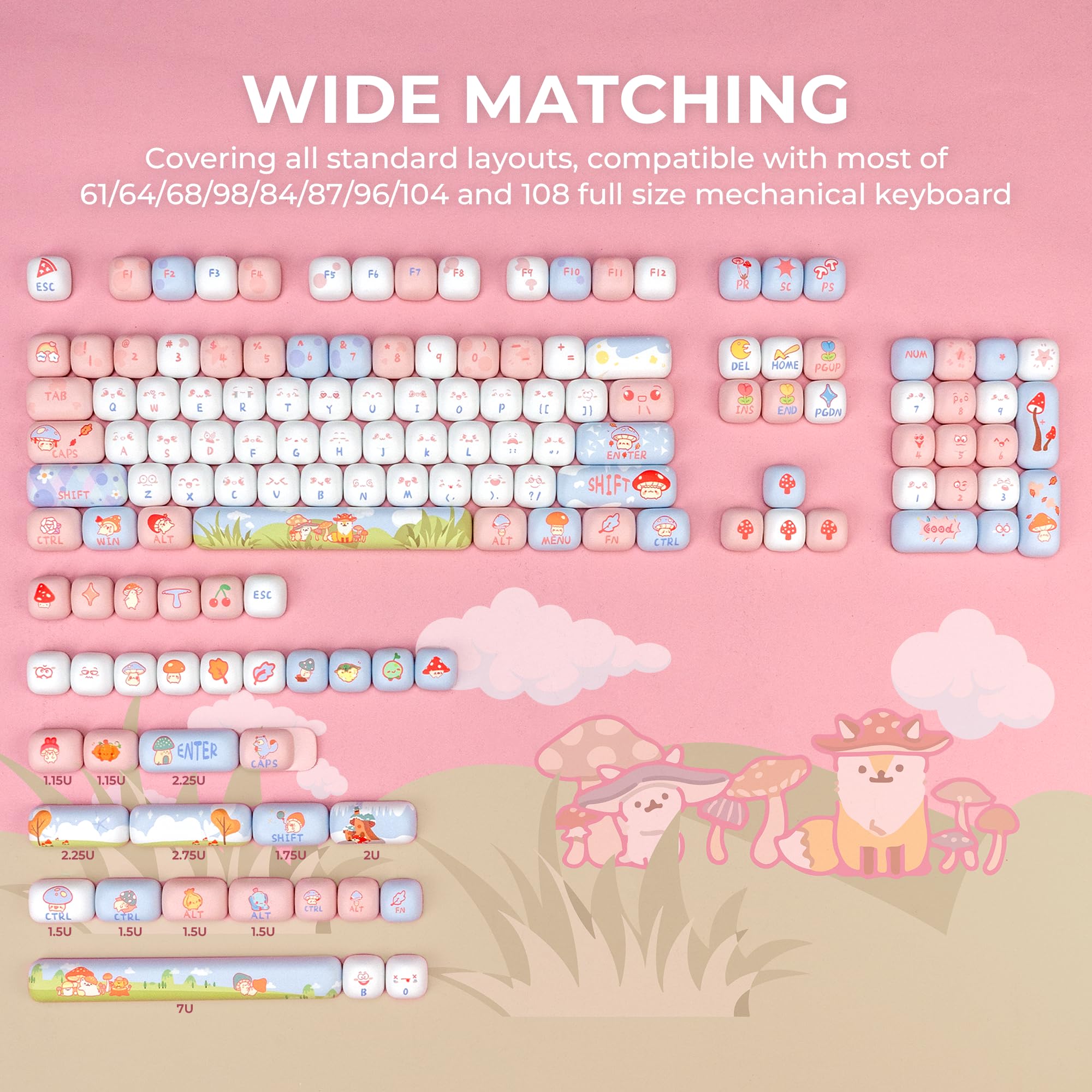 Snapklik.com : HITIME XVX PBT Keycaps Set - Pink Cute Keycaps, MOG ...