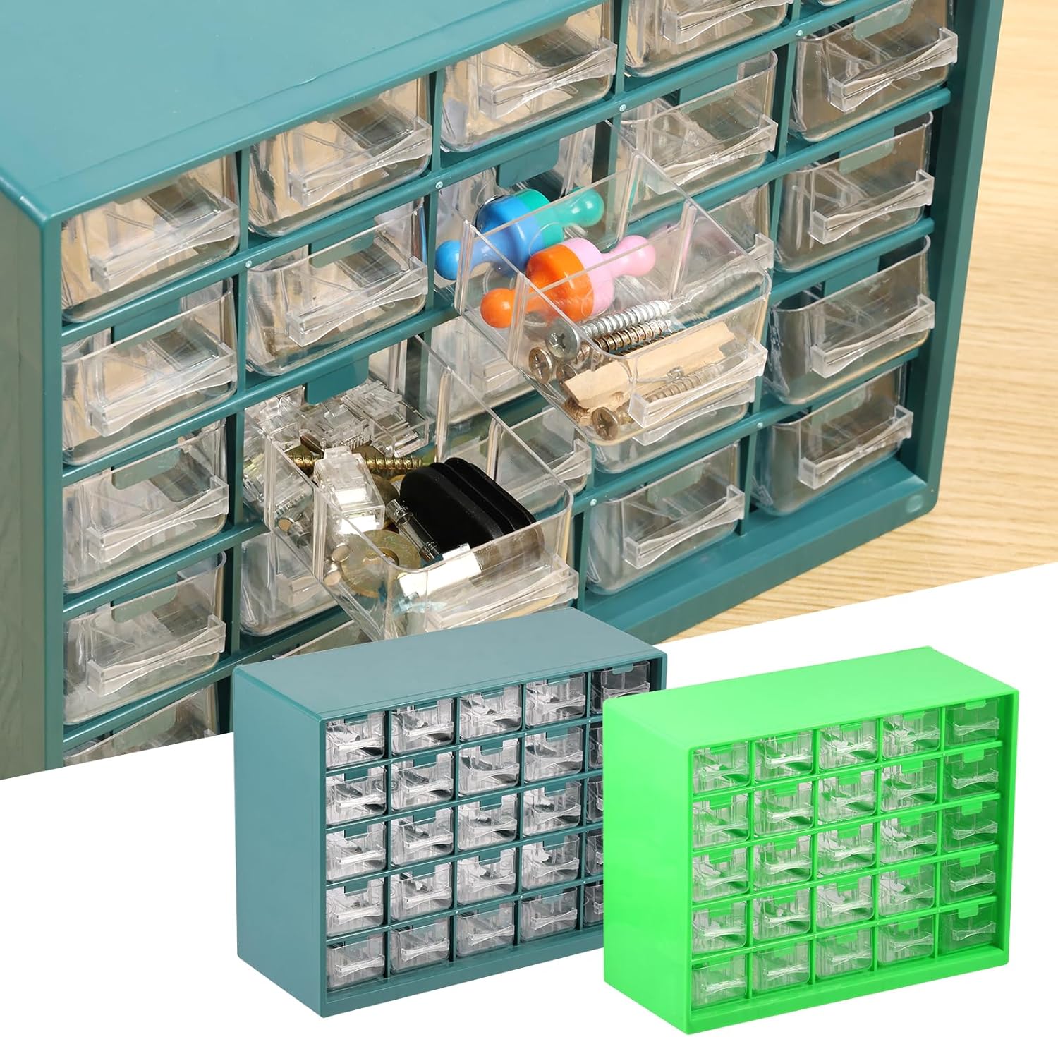 2pack 25 Drawer Parts Storage Containers Stackable Cabinet with 50 ...