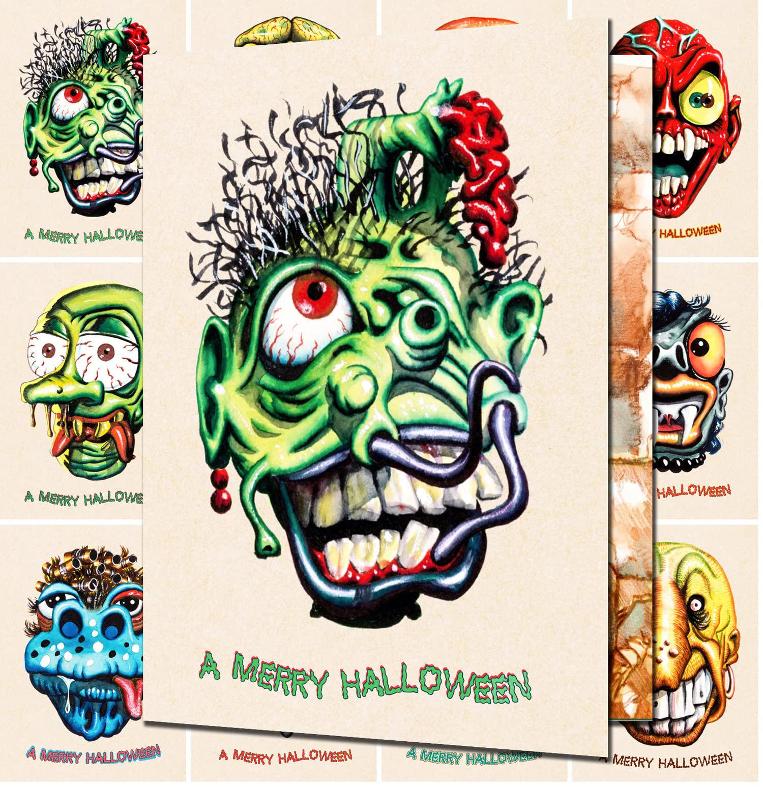 Amazon.com : PIXILUV SCARY UGLY MONSTER FACES Greetings Cards 12 Large ...